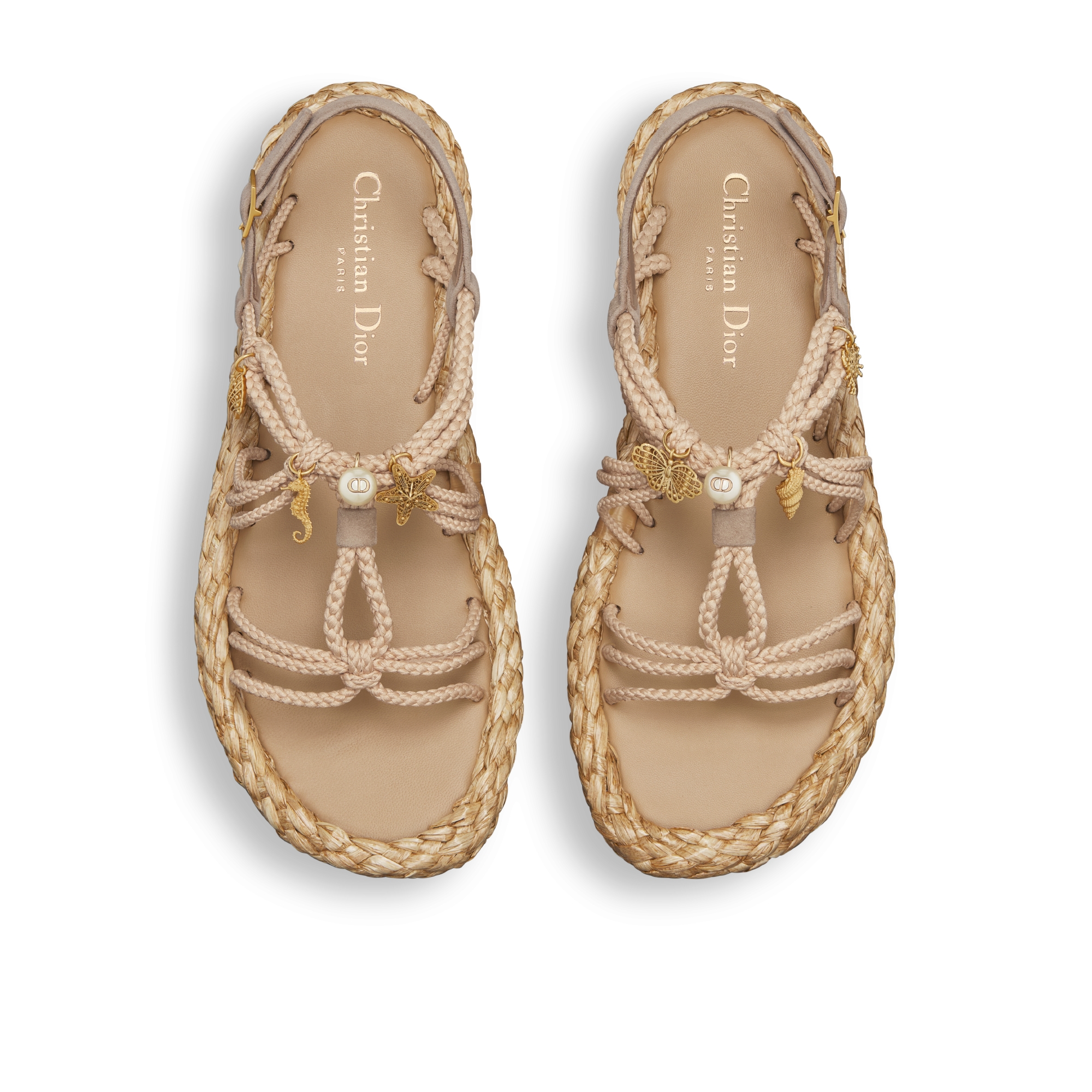 Sandale Dior Ocean Dioriviera Corde crème et raphia tressé couleur ...