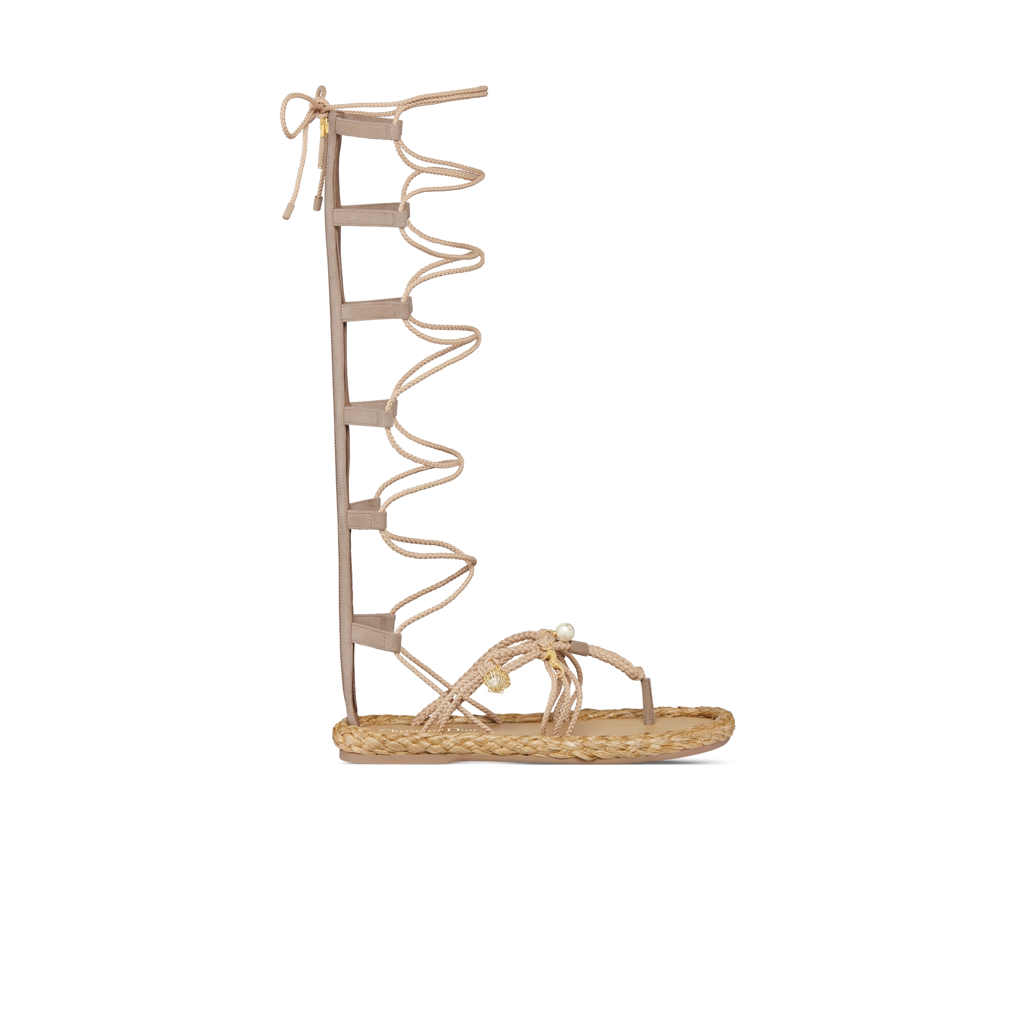 Dioriviera Dior Ocean High Thong Sandal Cream Rope and Caramel Braided ...