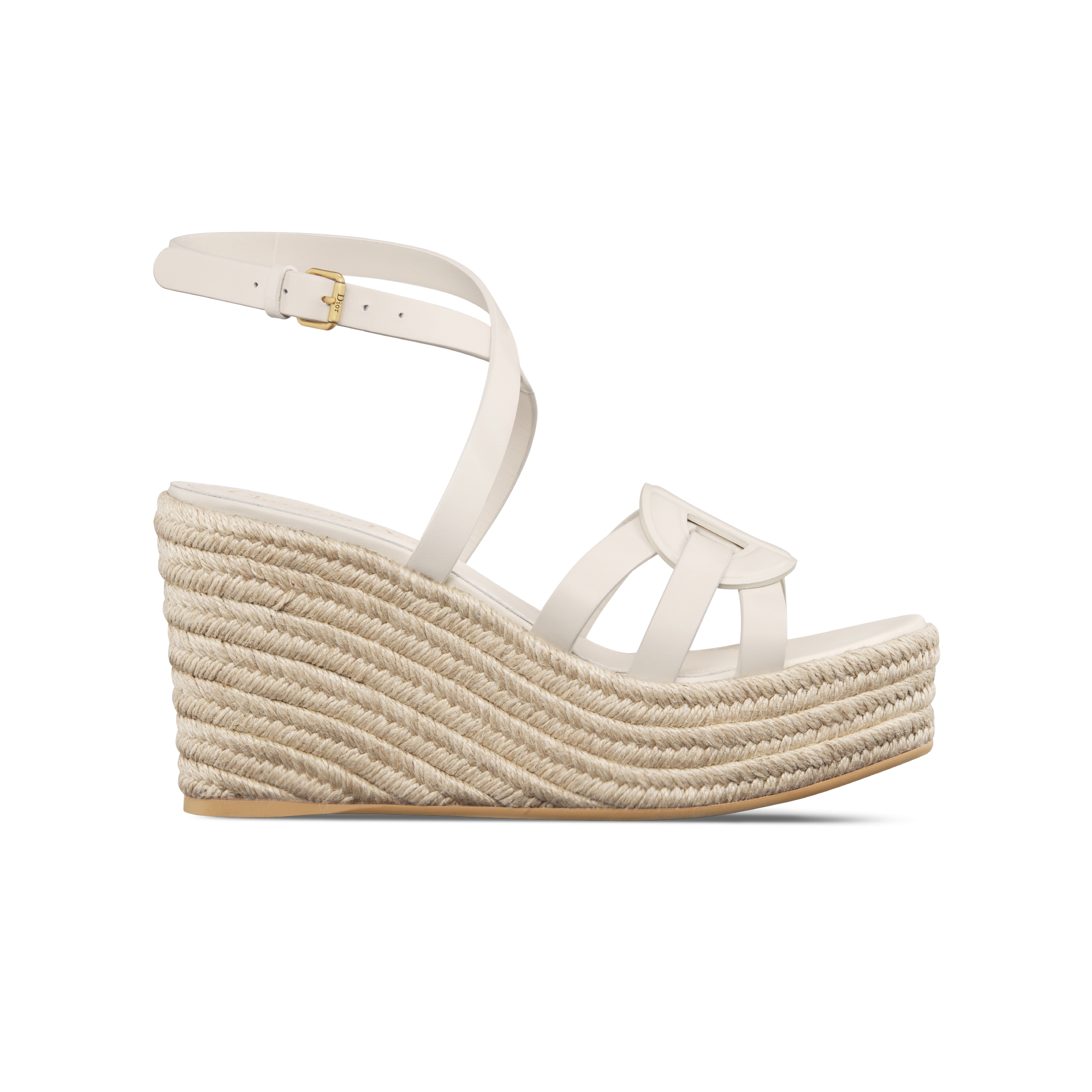 Sandale à talon compensé D-Club Cuir de veau blanc | DIOR