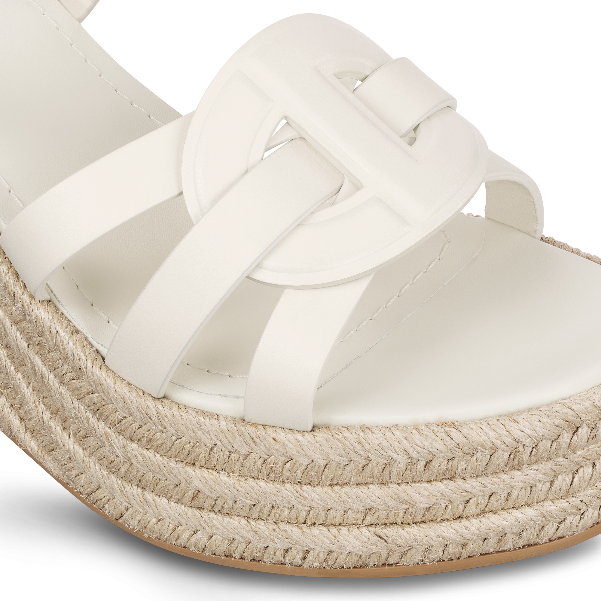 Sandale à talon compensé D-Club Cuir de veau blanc | DIOR