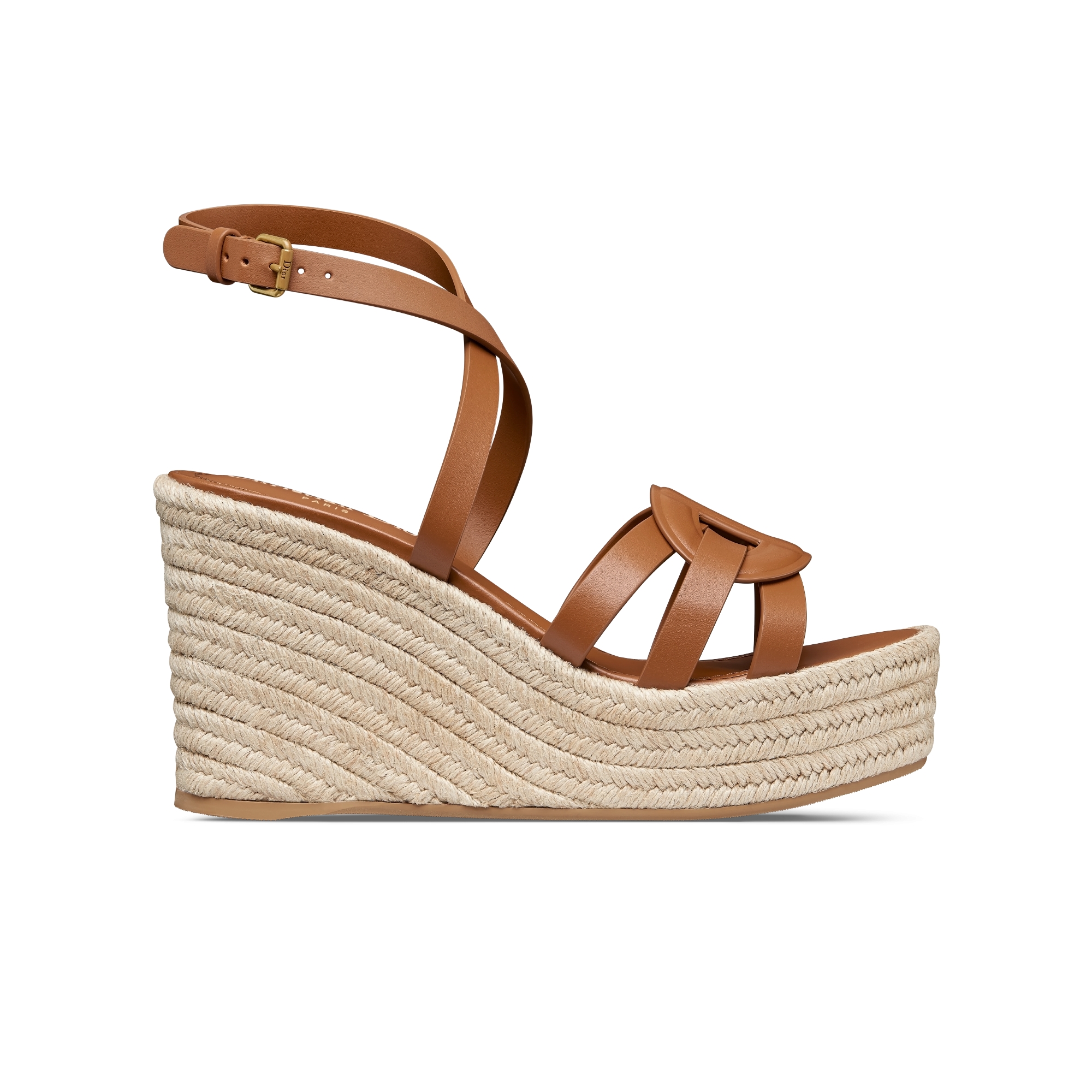 Sandale à talon compensé D-Club Cuir de veau camel | DIOR