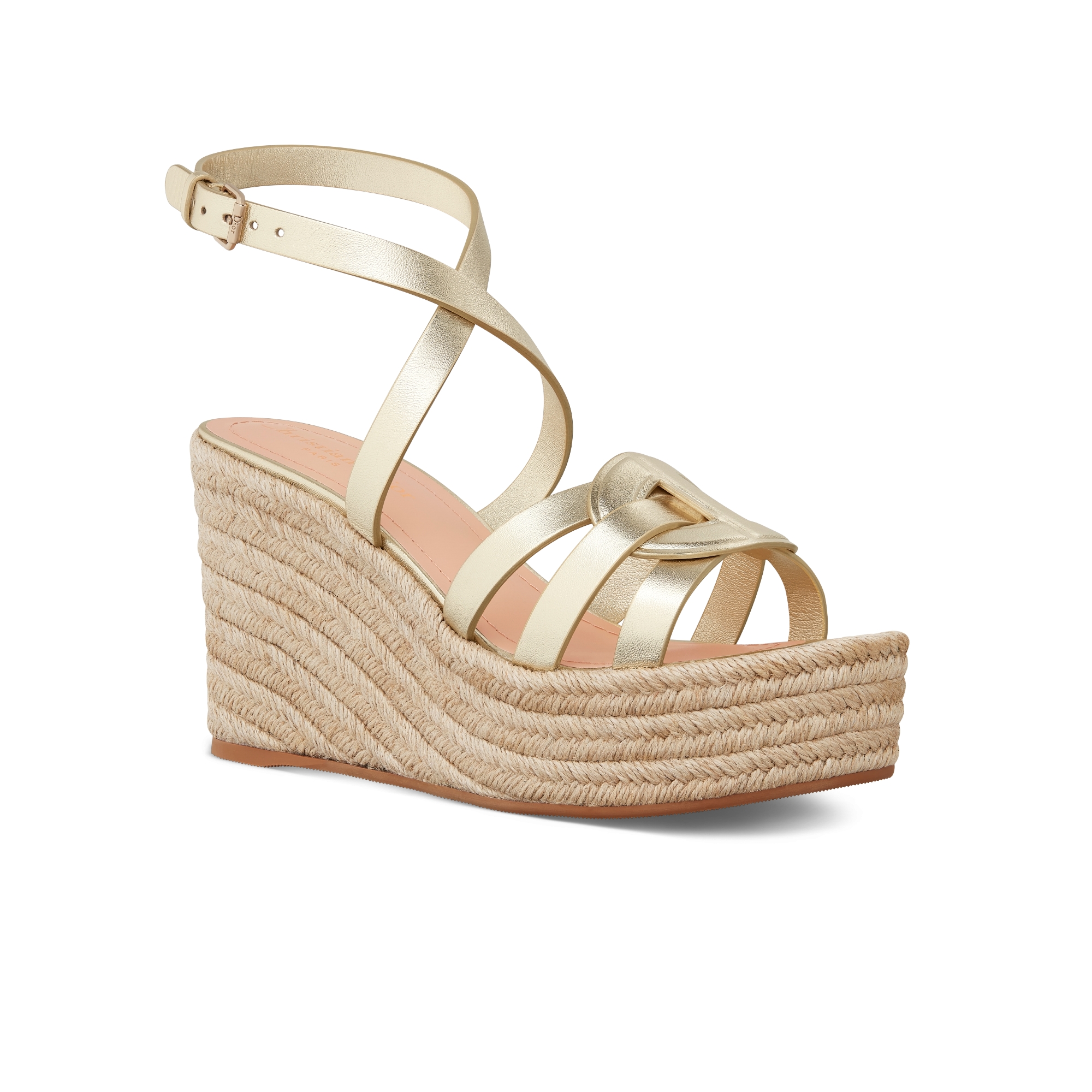 Sandale à talon D-Sand Dioriviera Cuir d'agneau laminé doré | DIOR