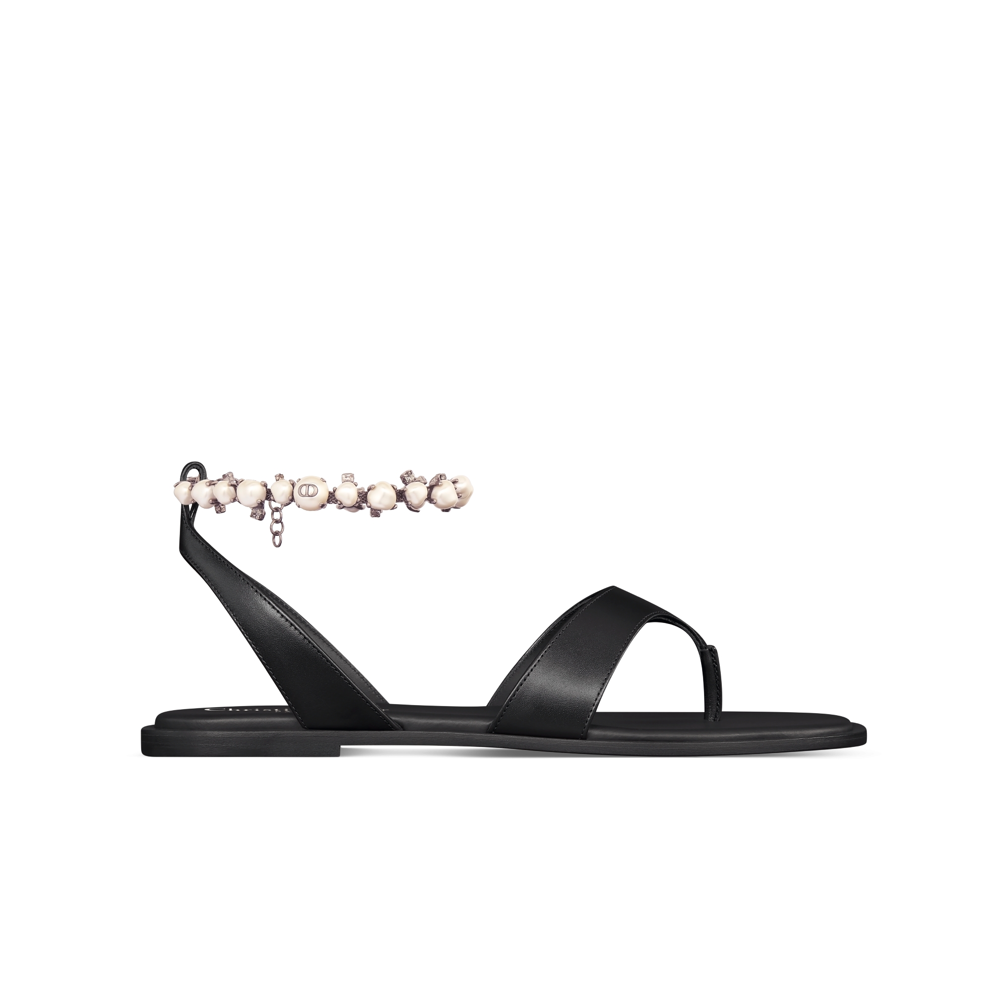 Sandale entredoigt Dior Paris Cuir de veau noir, perles en résine ...