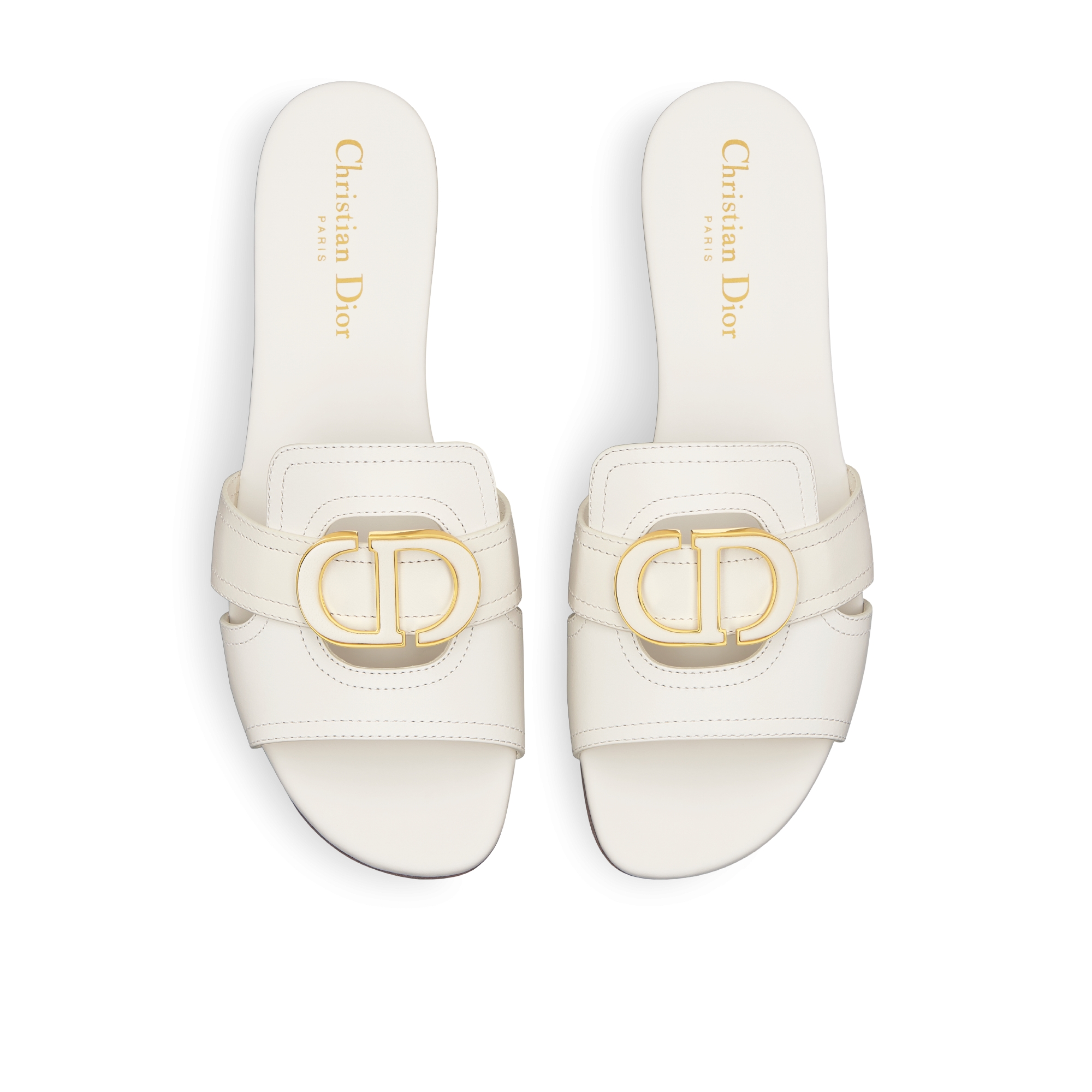 30 Montaigne Slide White Calfskin | DIOR