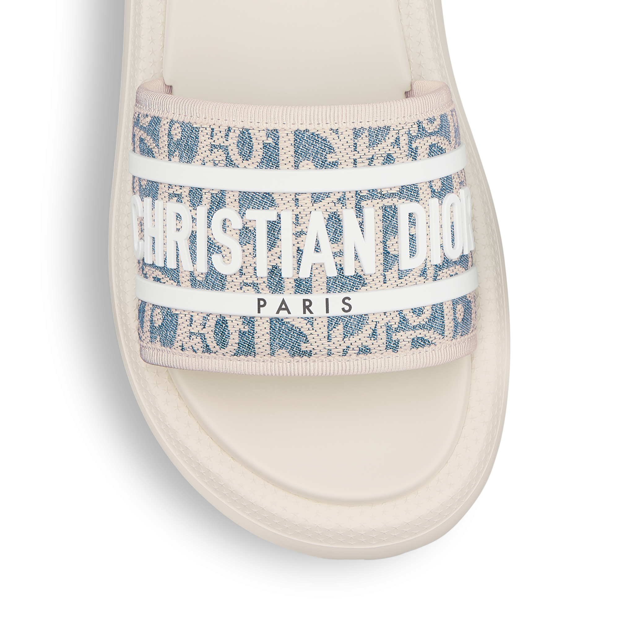 Dioriviera Dway Slide Chambray Blue Jacquard with Ecru Raffia Dior ...