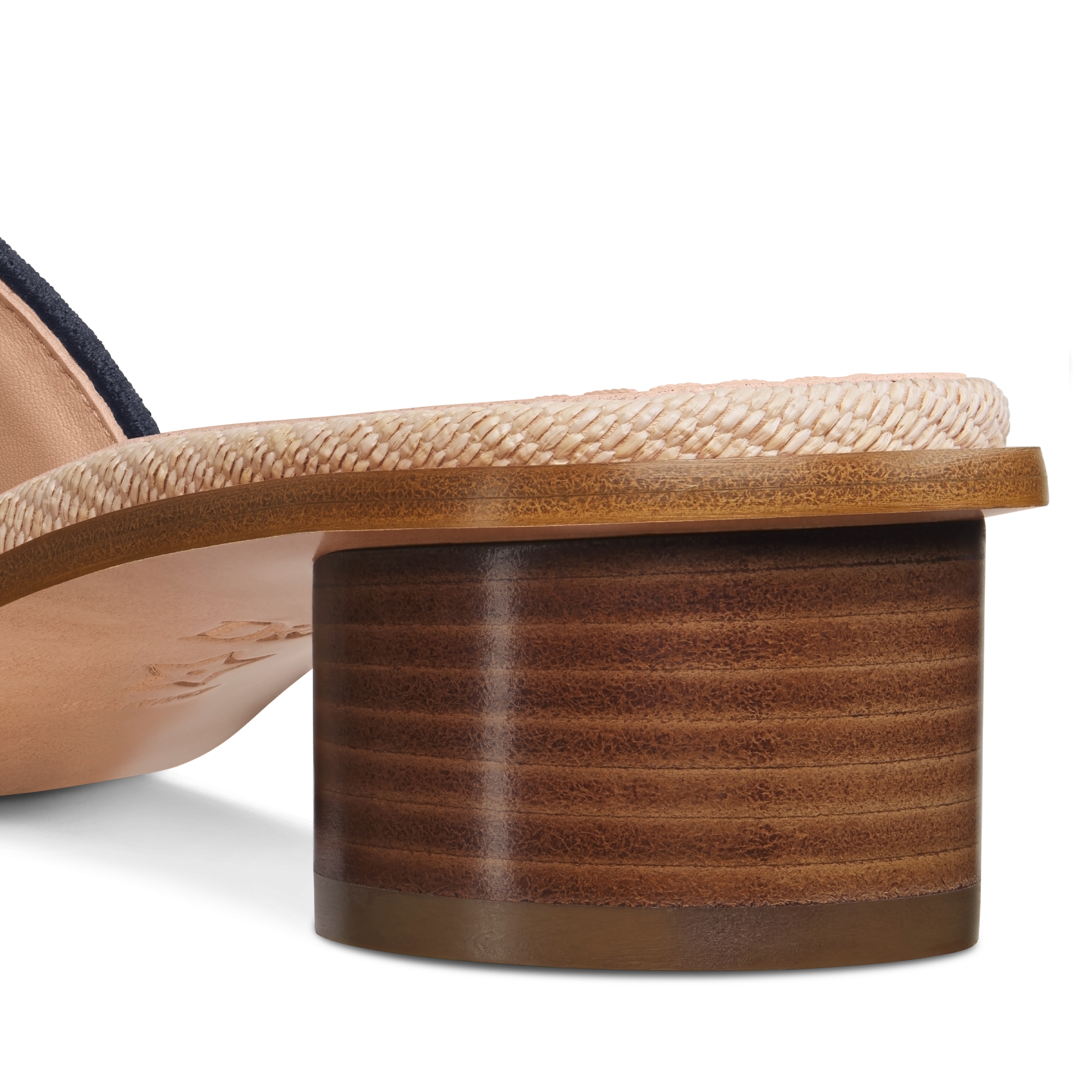 Dway Slide mit Absatz Raffiabast in Naturfarbe und bestickte Baumwolle ...