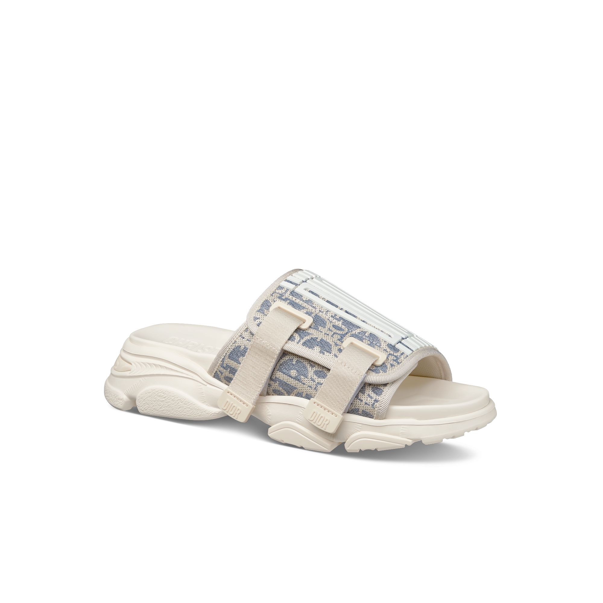 Dioriviera Dway Slide Chambray Blue Jacquard with Ecru Raffia Dior ...