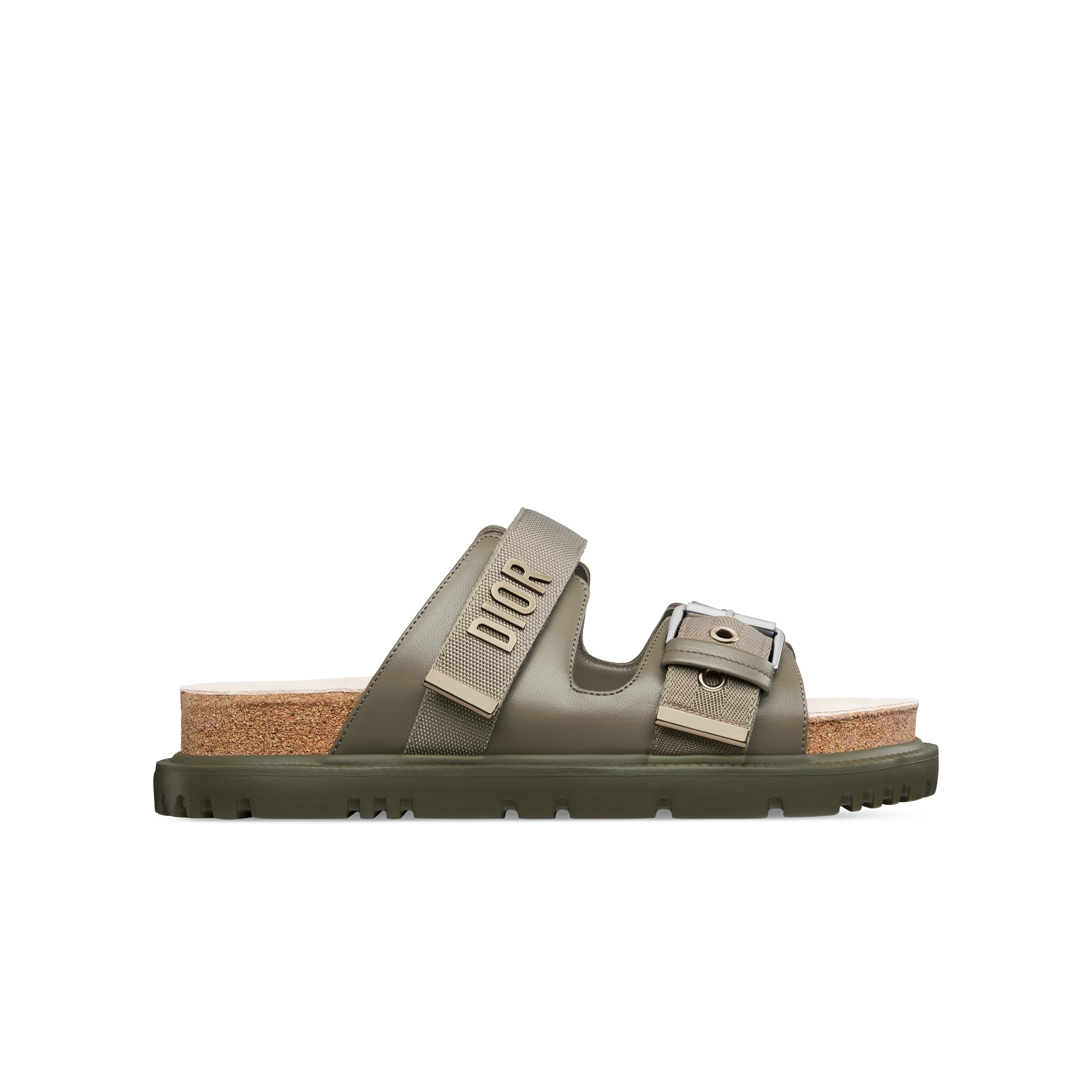 Dioract Slide Clay Green Lambskin and Technical Fabric | DIOR