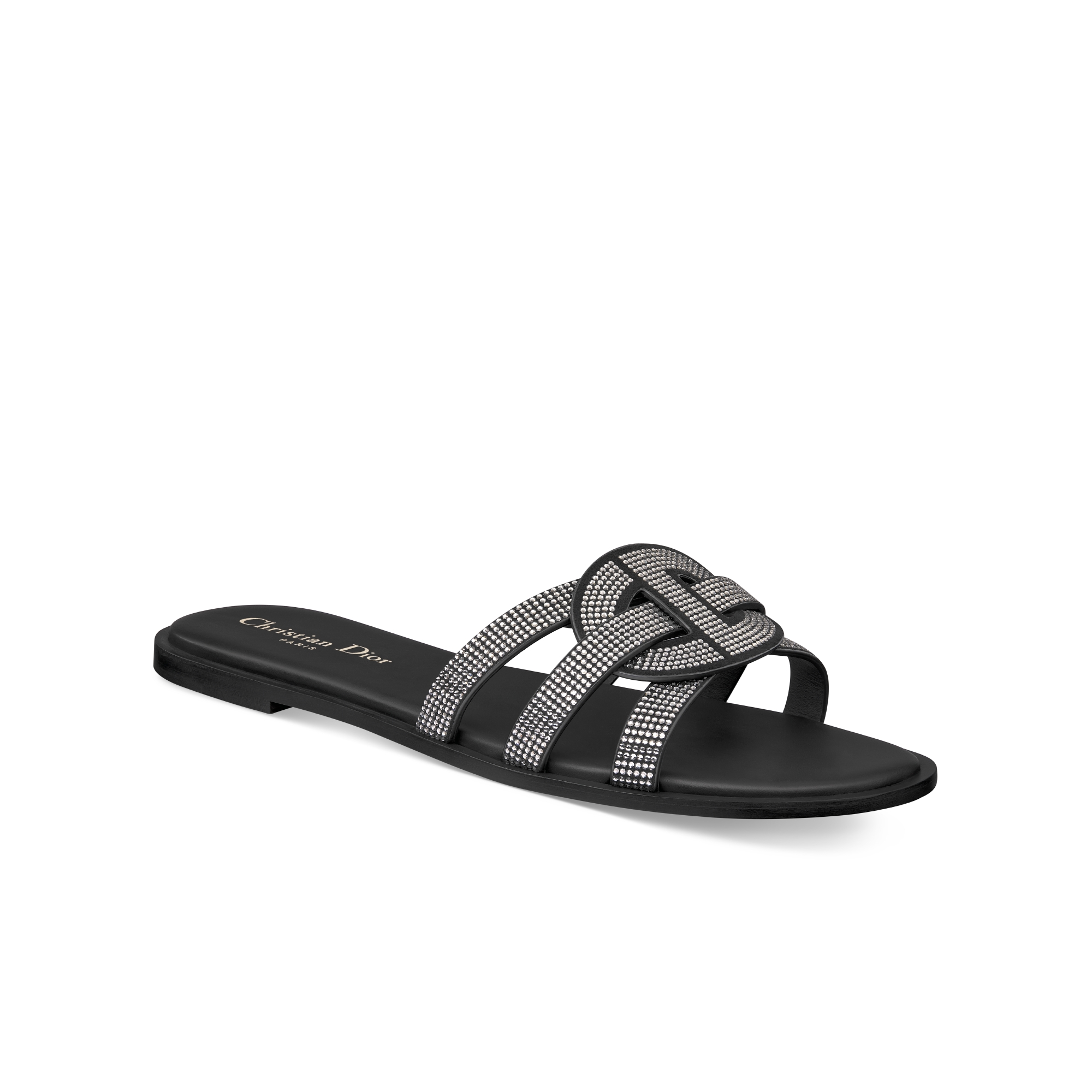 D-Club Slide Black Suede Goatskin and Silver-Tone Strass | DIOR