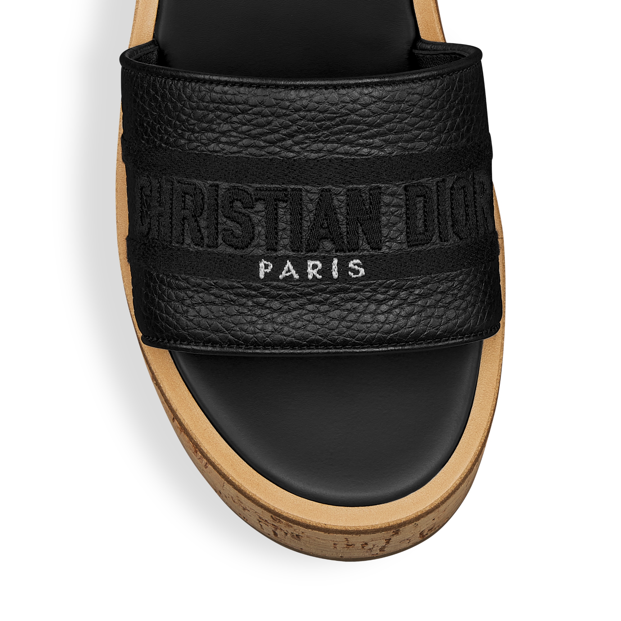 Dway Slide mit Plateausohle Genarbtes Kalbsleder in Schwarz | DIOR