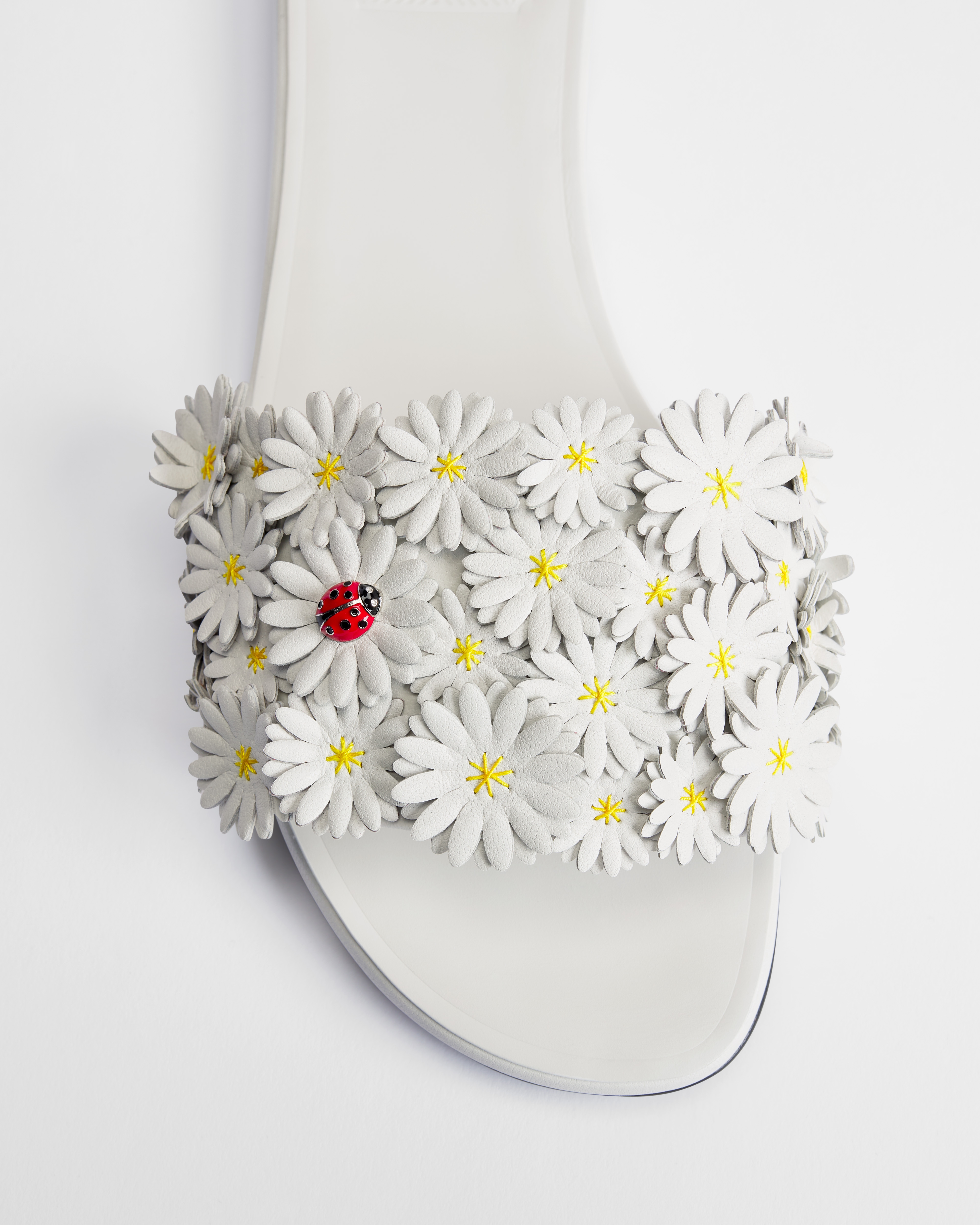 Mule Dior Bloom Piel de cordero con bordado Dior Daisy en blanco | DIOR