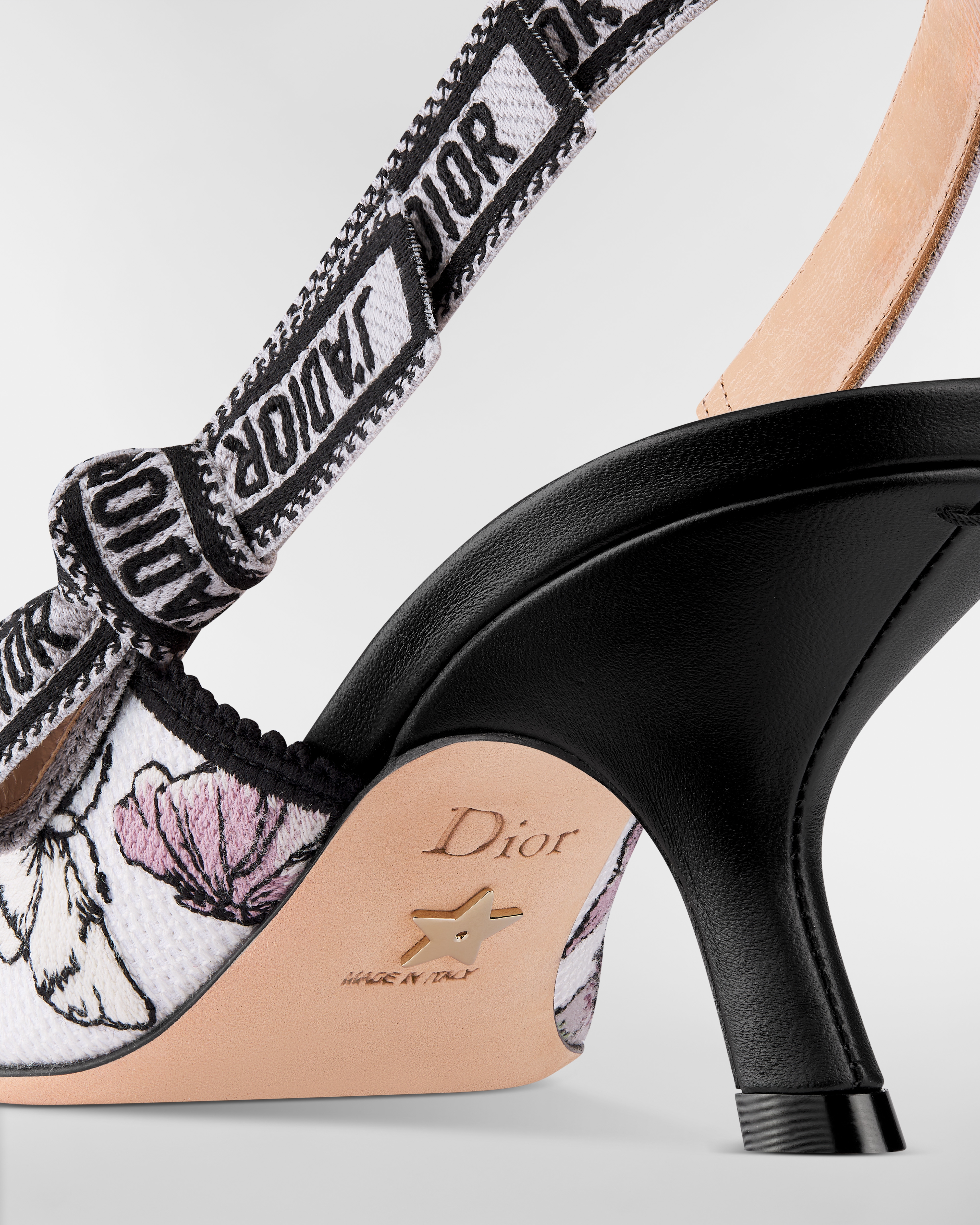 J'Adior Slingback Pump Cotton Embroidered with White and Purple ...