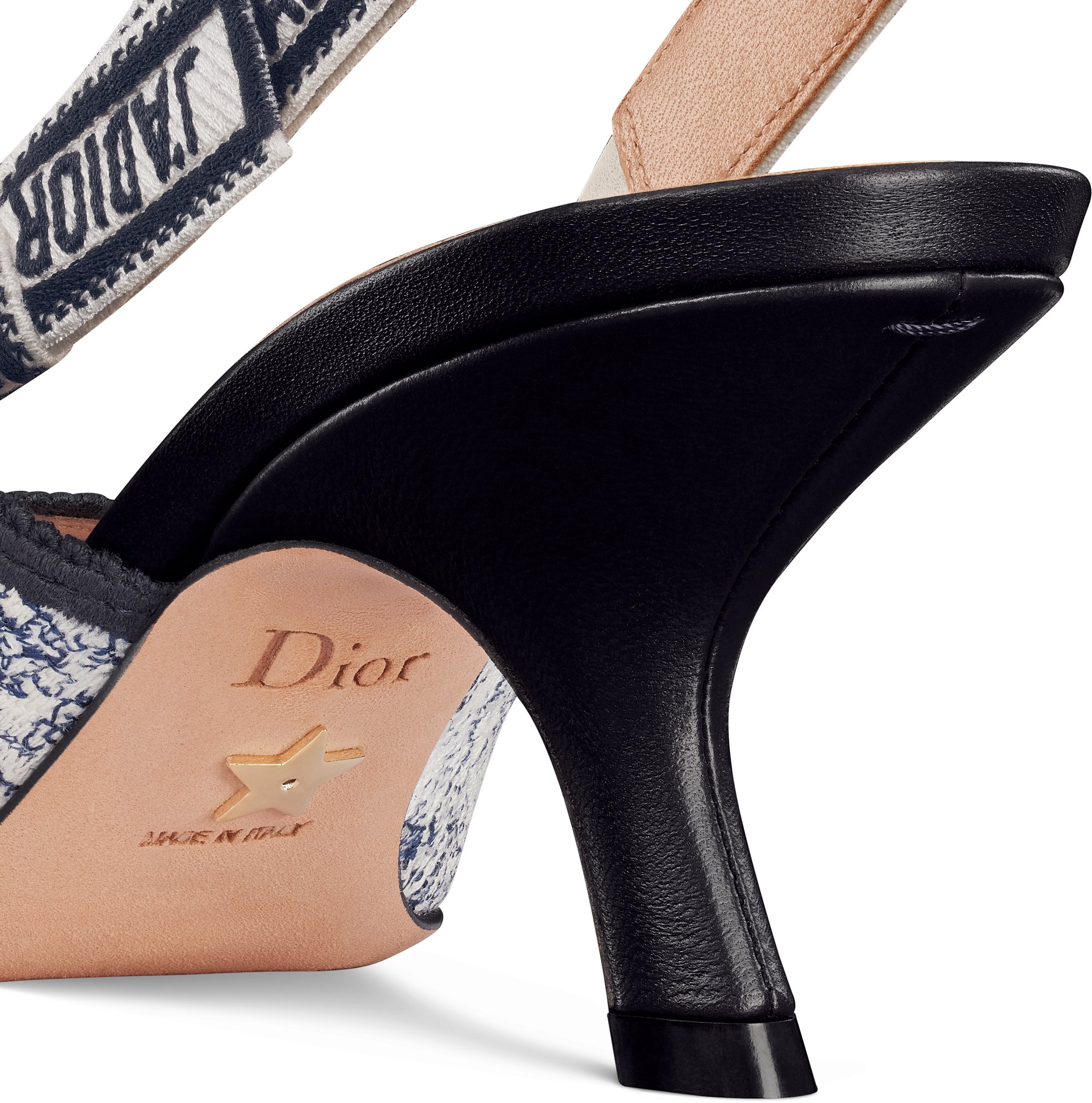 J'Adior Slingback Pump Deep Blue Cotton Embroidered with Toile de Jouy ...