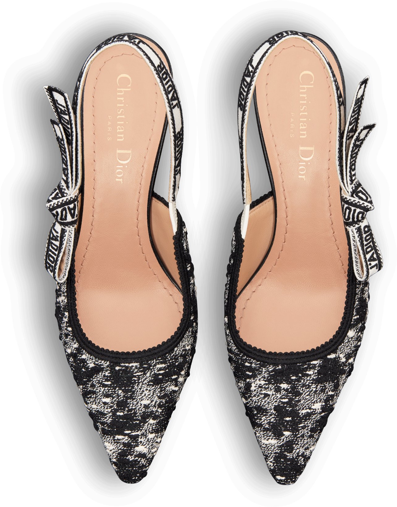 J'Adior-slingback pump Zwart en wit tweed met pied-de-poule | DIOR