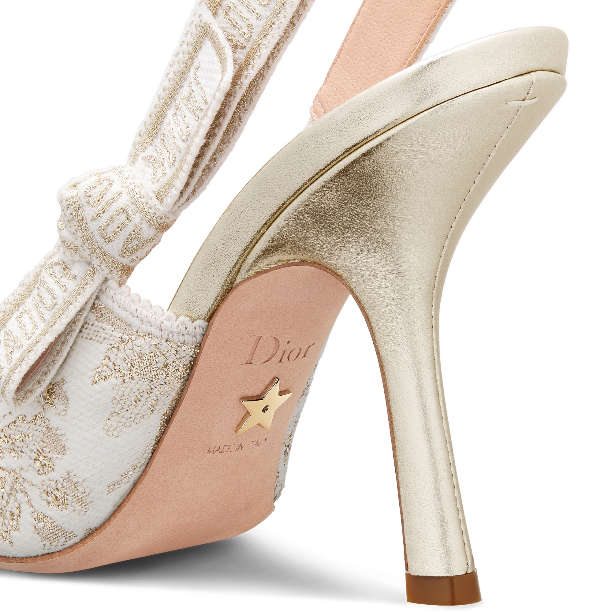 Escarpin slingback J'Adior Toile jacquard à motif Millefiori blanc et ...