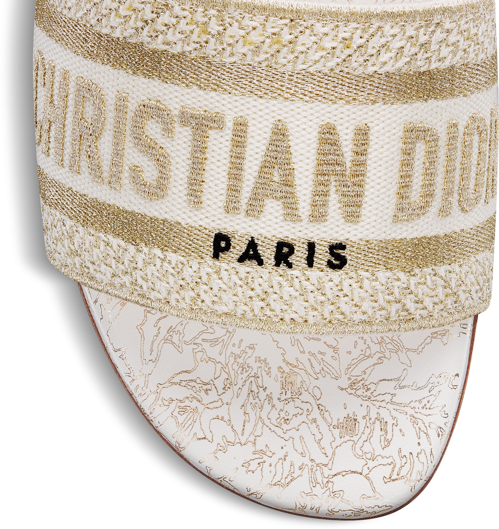 Dway Slide Cotton Embroidered with Metallic Thread and White and Gold-Tone Dior Chardons Motif ...