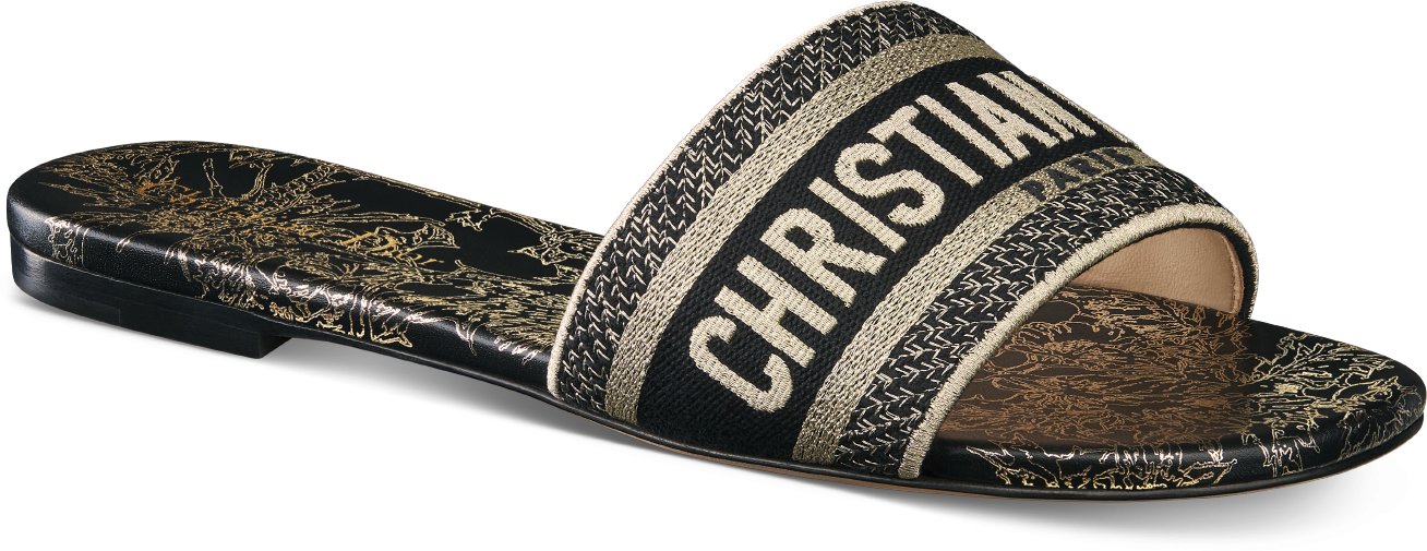 Slide Dway Algodão bordado com fio metálico e motivo Dior Chardons ...