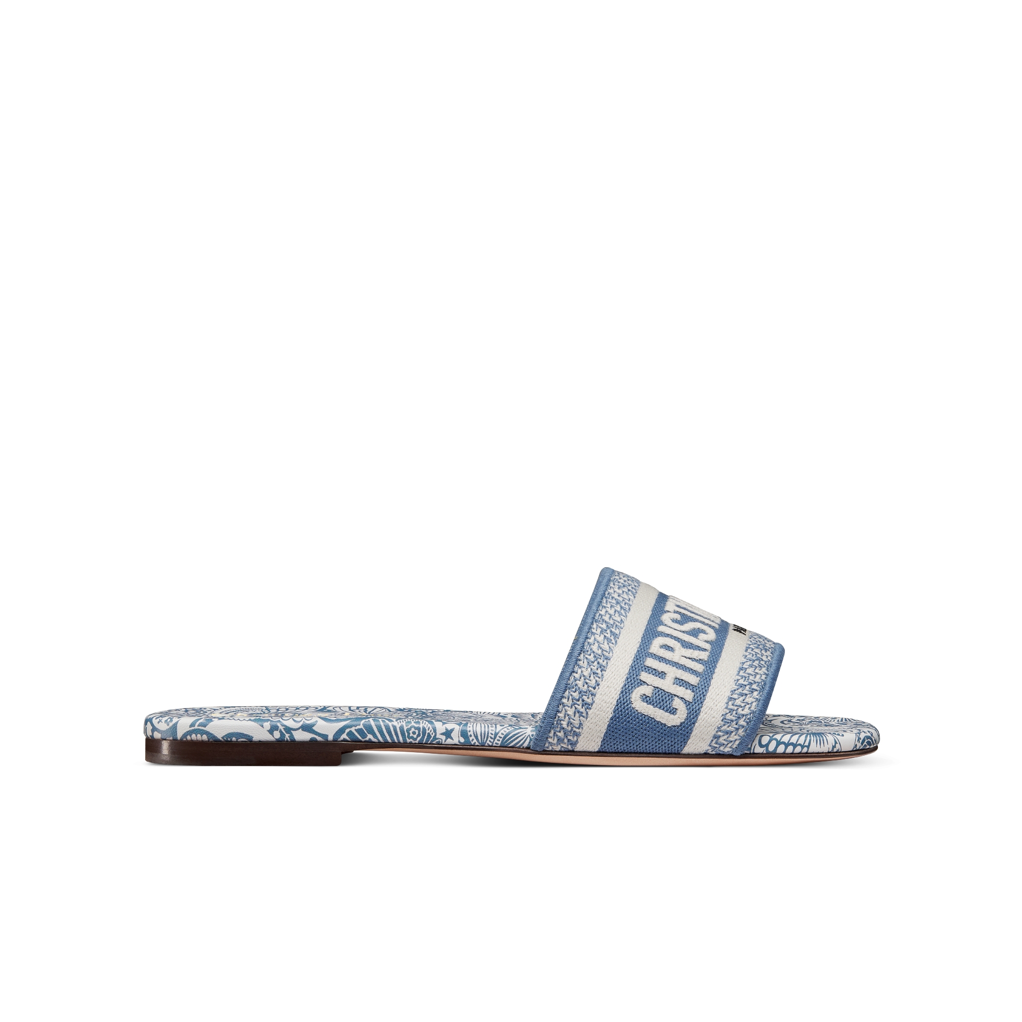 Dway Slide Embroidered Cotton and Celestial Blue and White D-Butterfly ...