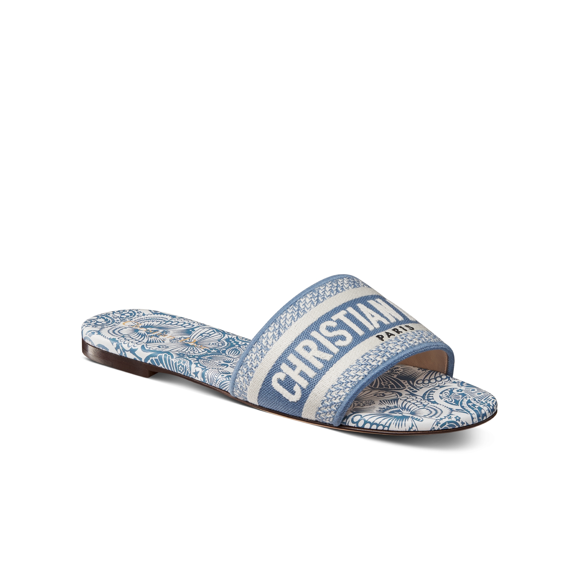 Dway Slide Embroidered Cotton and Celestial Blue and White D-Butterfly ...
