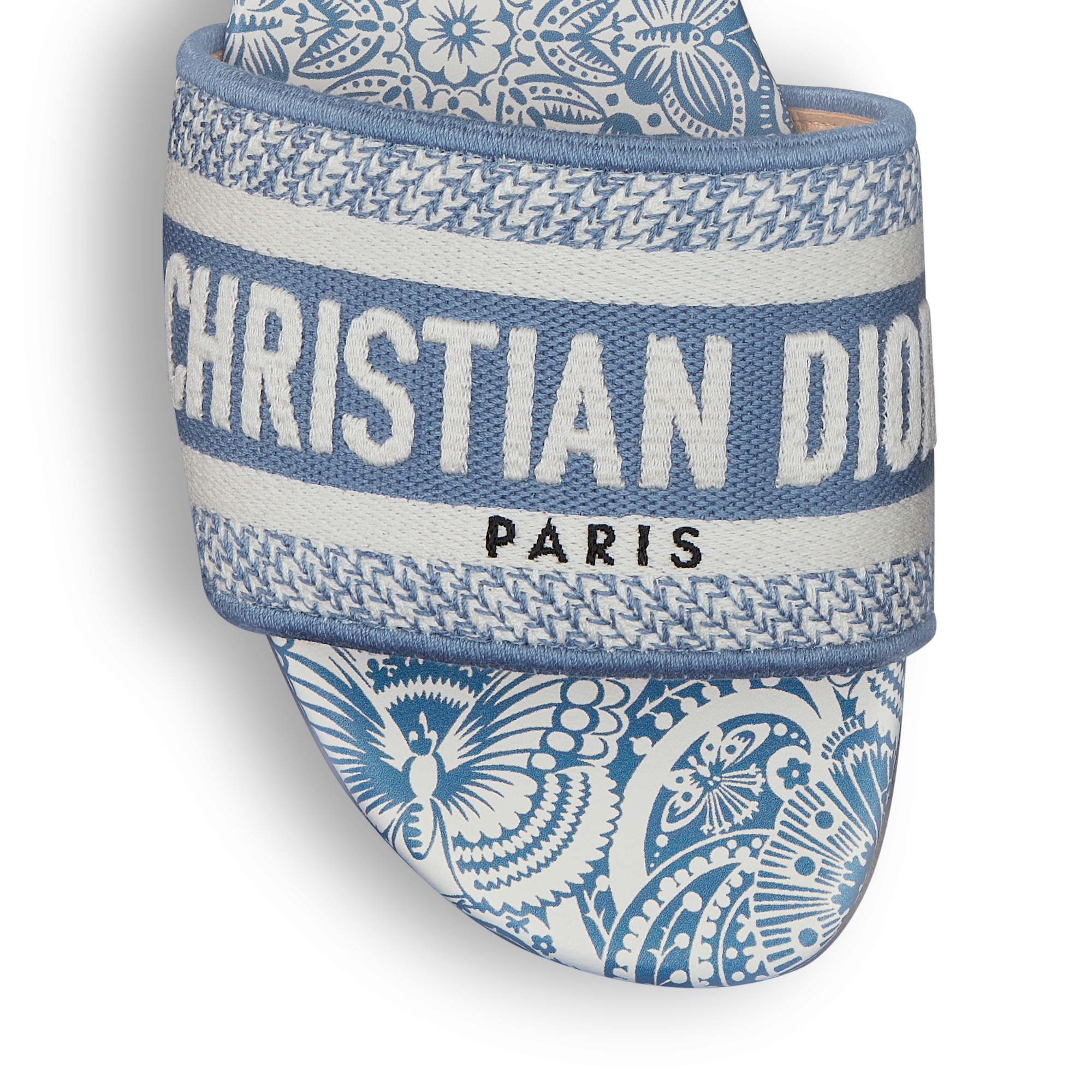 Dway Slide Embroidered Cotton and Celestial Blue and White D-Butterfly ...