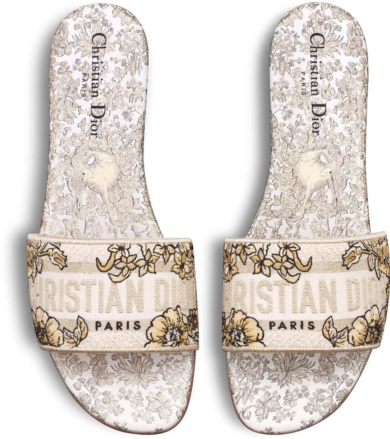 Dway Slide Cotton Embroidered with Metallic Thread and Gold-Tone ...