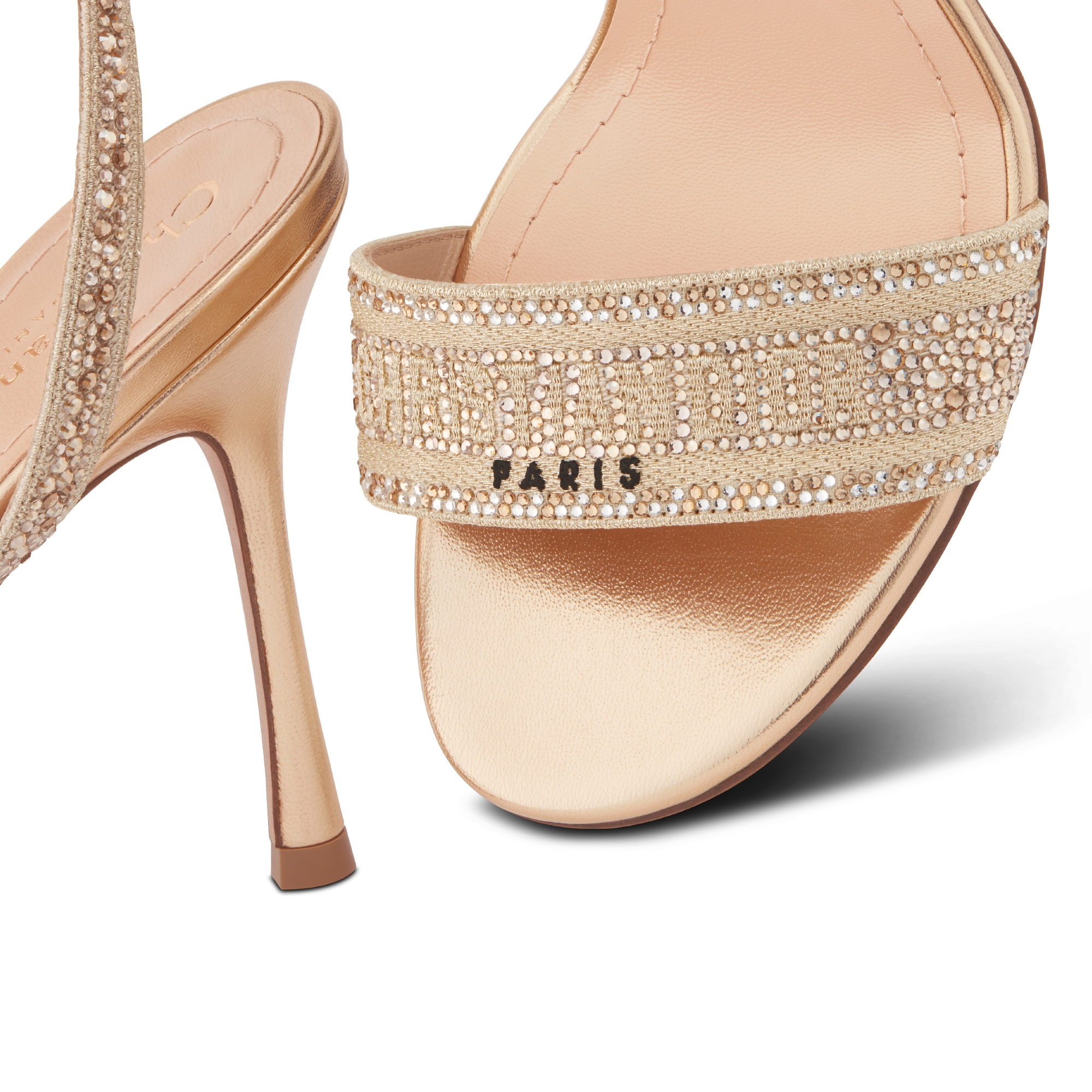 Dway Heeled Sandal Cotton Embroidered with Metallic Thread and Gold ...