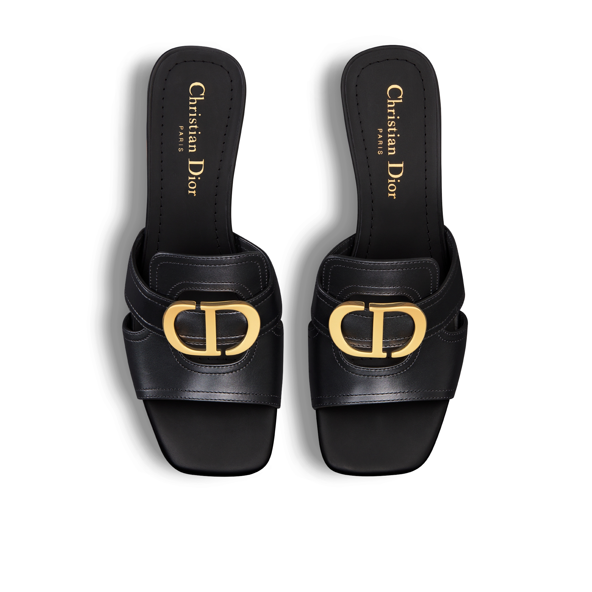 Mule à talon 30 Montaigne Cuir de veau noir | DIOR