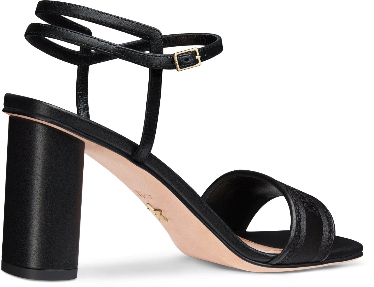 Sandale à talon Dway Satin brodé et cuir d'agneau noirs | DIOR