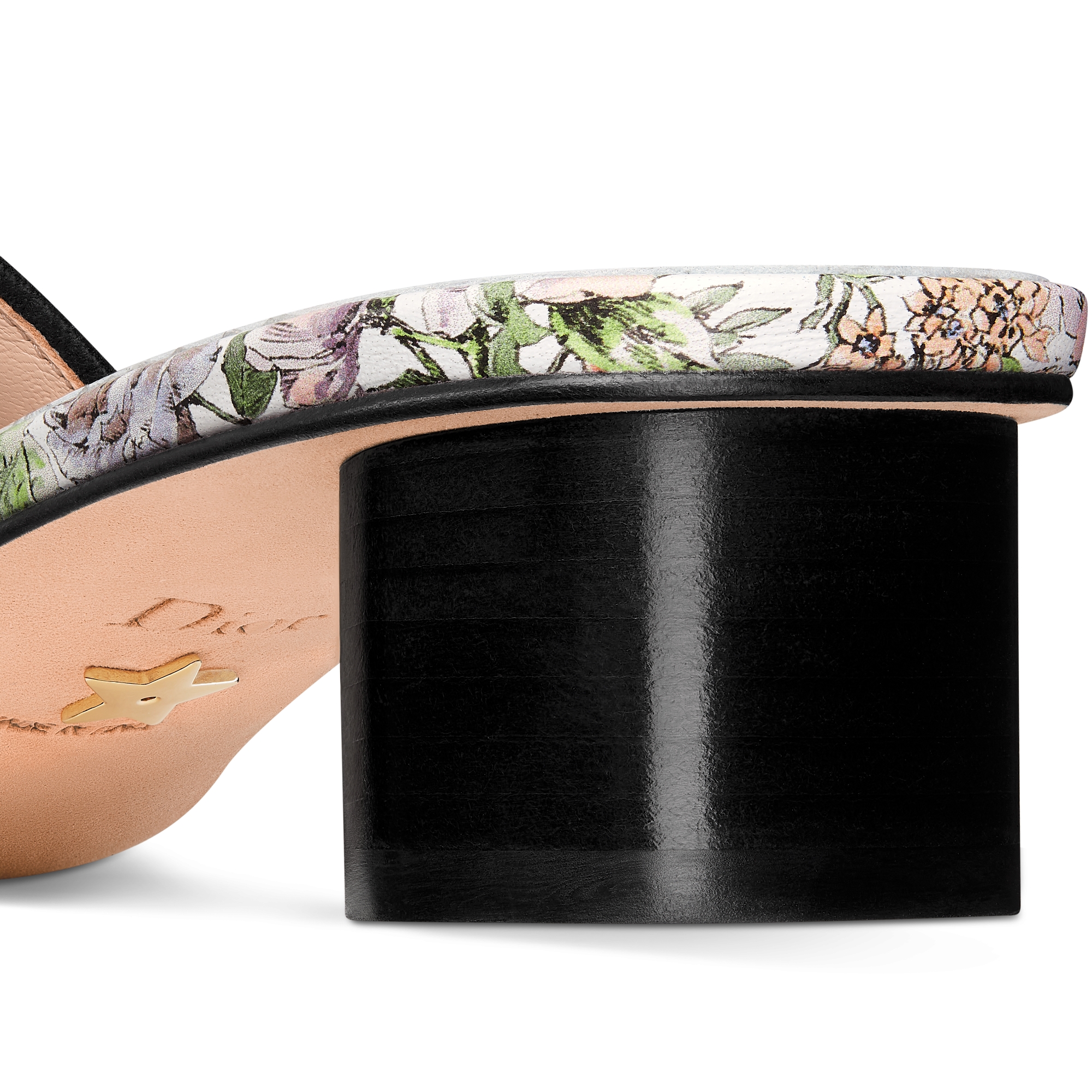 Mule à talon Dway Coton brodé et motif D-Floral blanc multicolore | DIOR