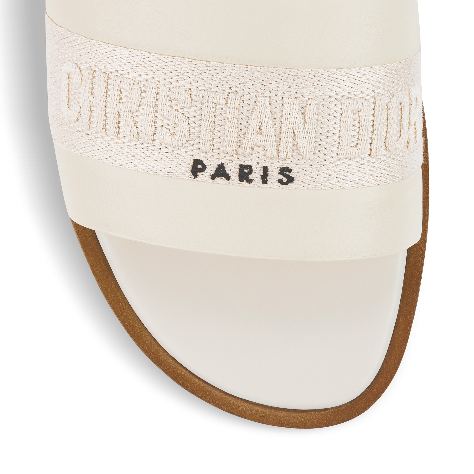 Dway Slide White Calfskin and Embroidered Cotton | DIOR