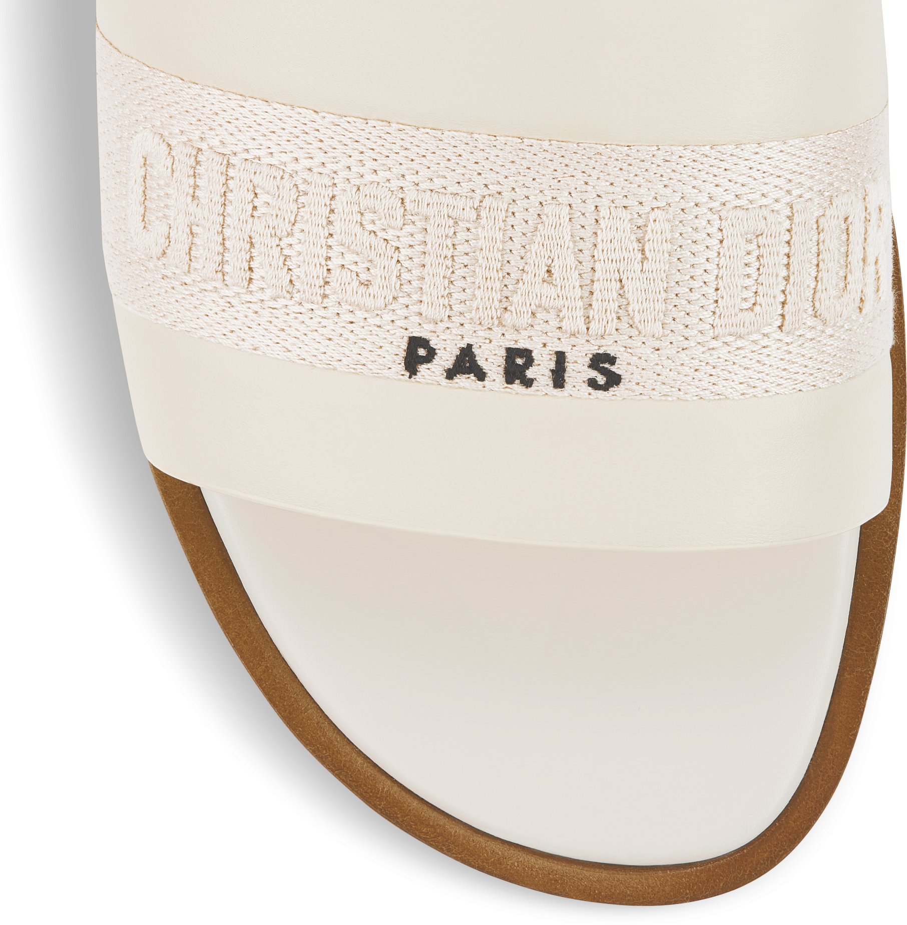 Dway Slide White Calfskin and Embroidered Cotton | DIOR