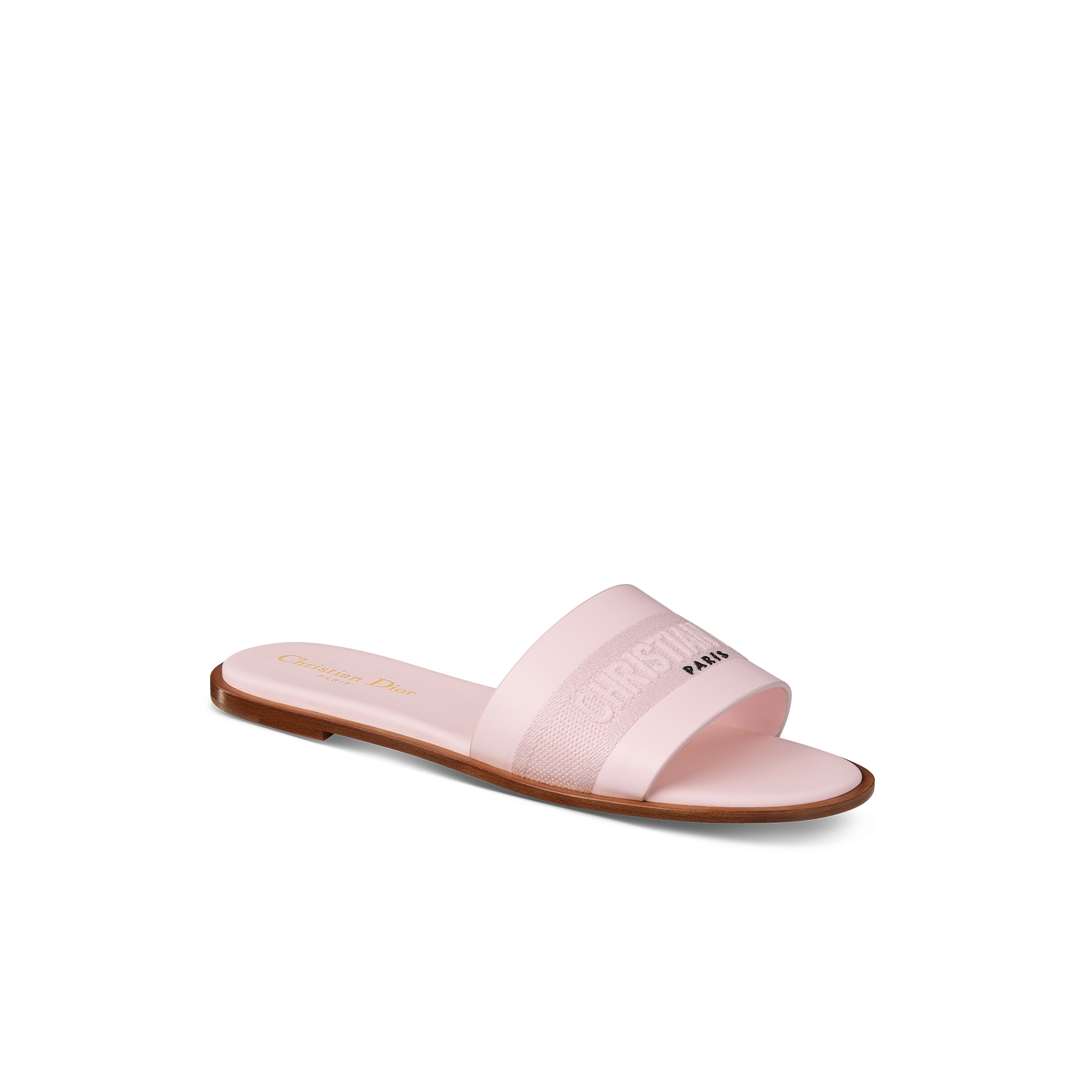 Dway Slide Camel Calfskin and Embroidered Cotton | DIOR