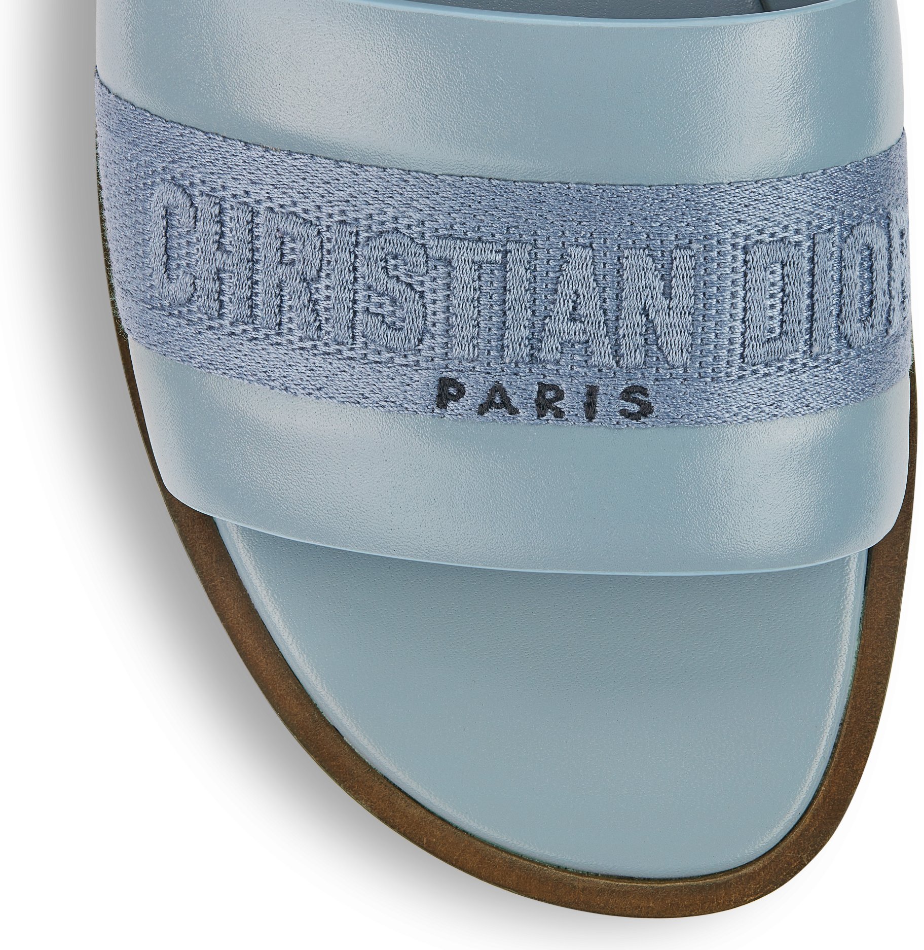 Mule Dway Cuir de veau et coton brodé bleu pastel | DIOR