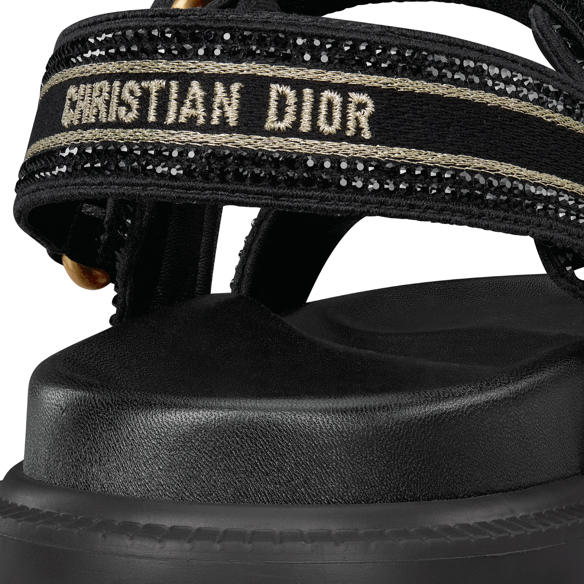 Dioract Sandal Black Cotton Embroidered with Strass | DIOR