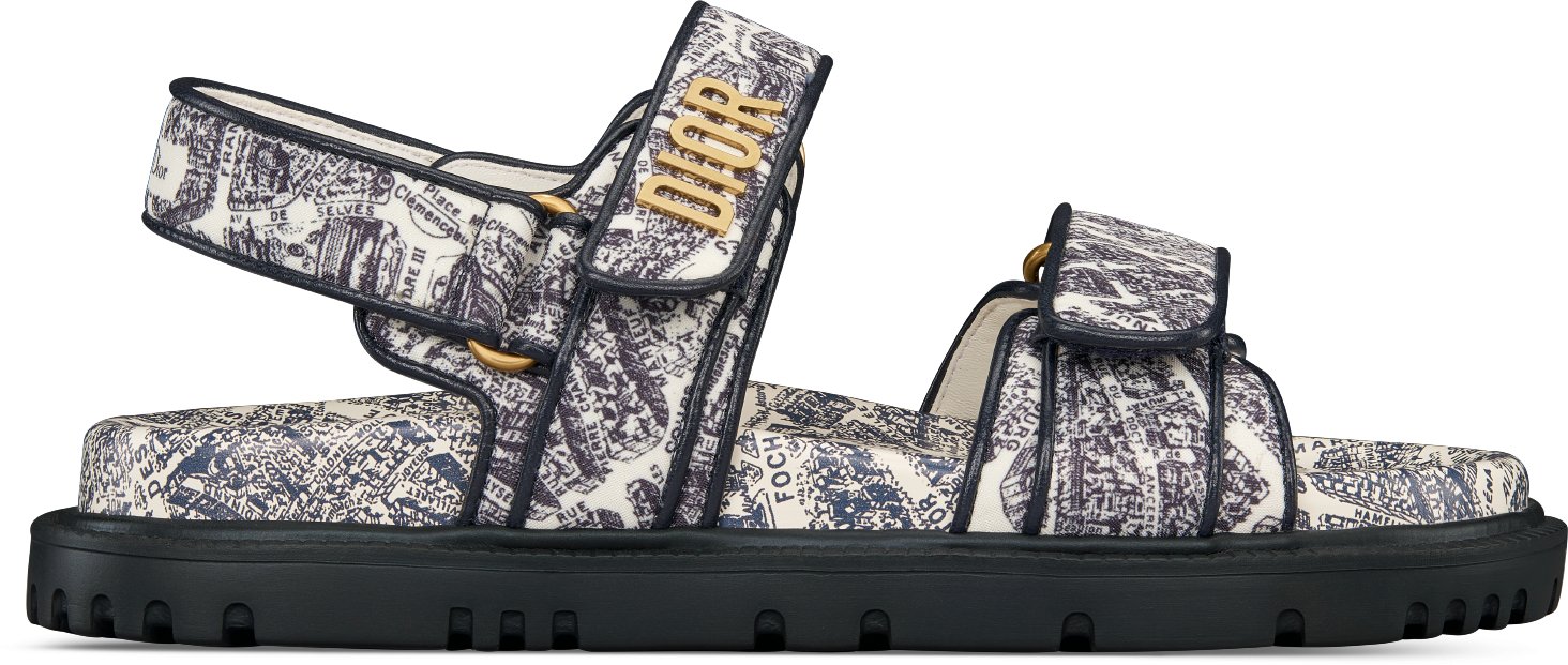 Sandale Dioract Tissu technique imprimé du motif Plan de Paris blanc et ...