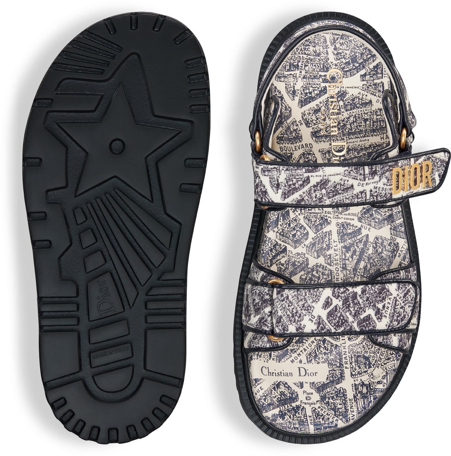 Dioract Sandal White and Navy Blue Technical Fabric with Plan de Paris ...