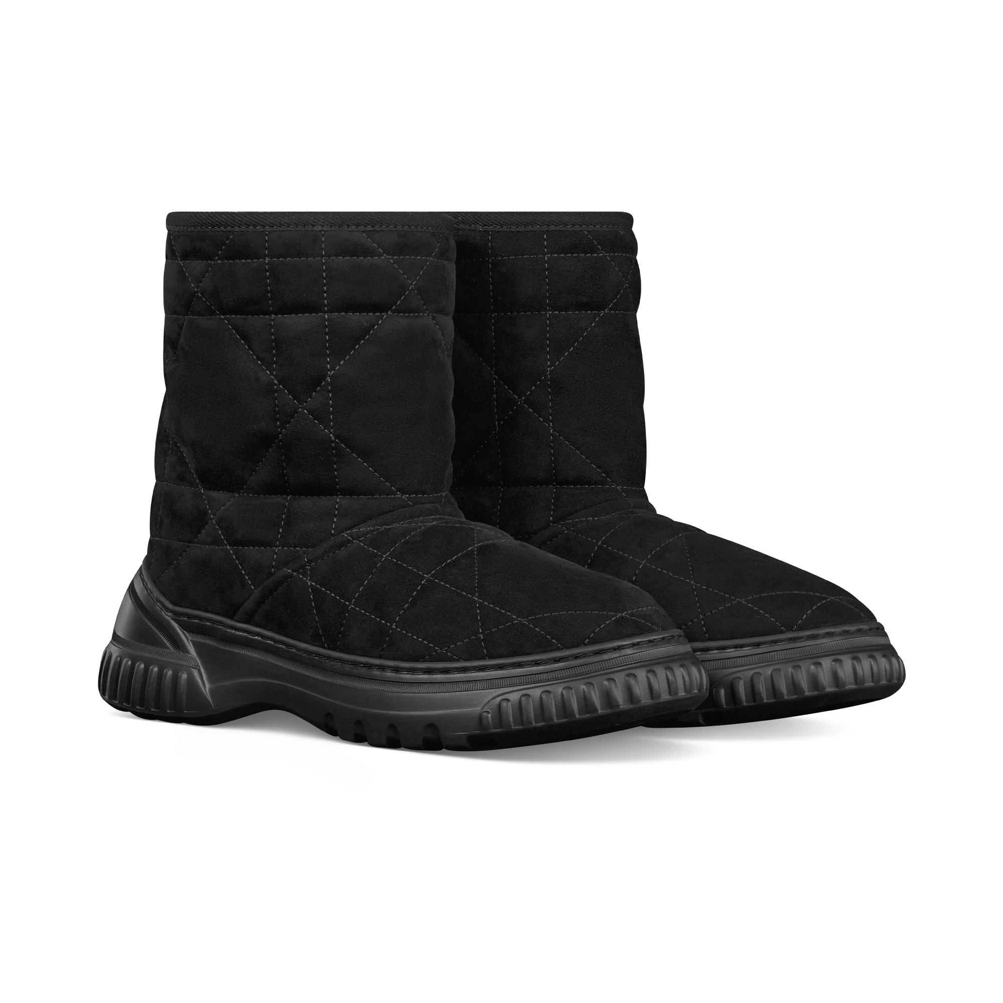 Dior Frost Ankle Boot Black Cannage Suede and Ecru Lambskin Shearling ...
