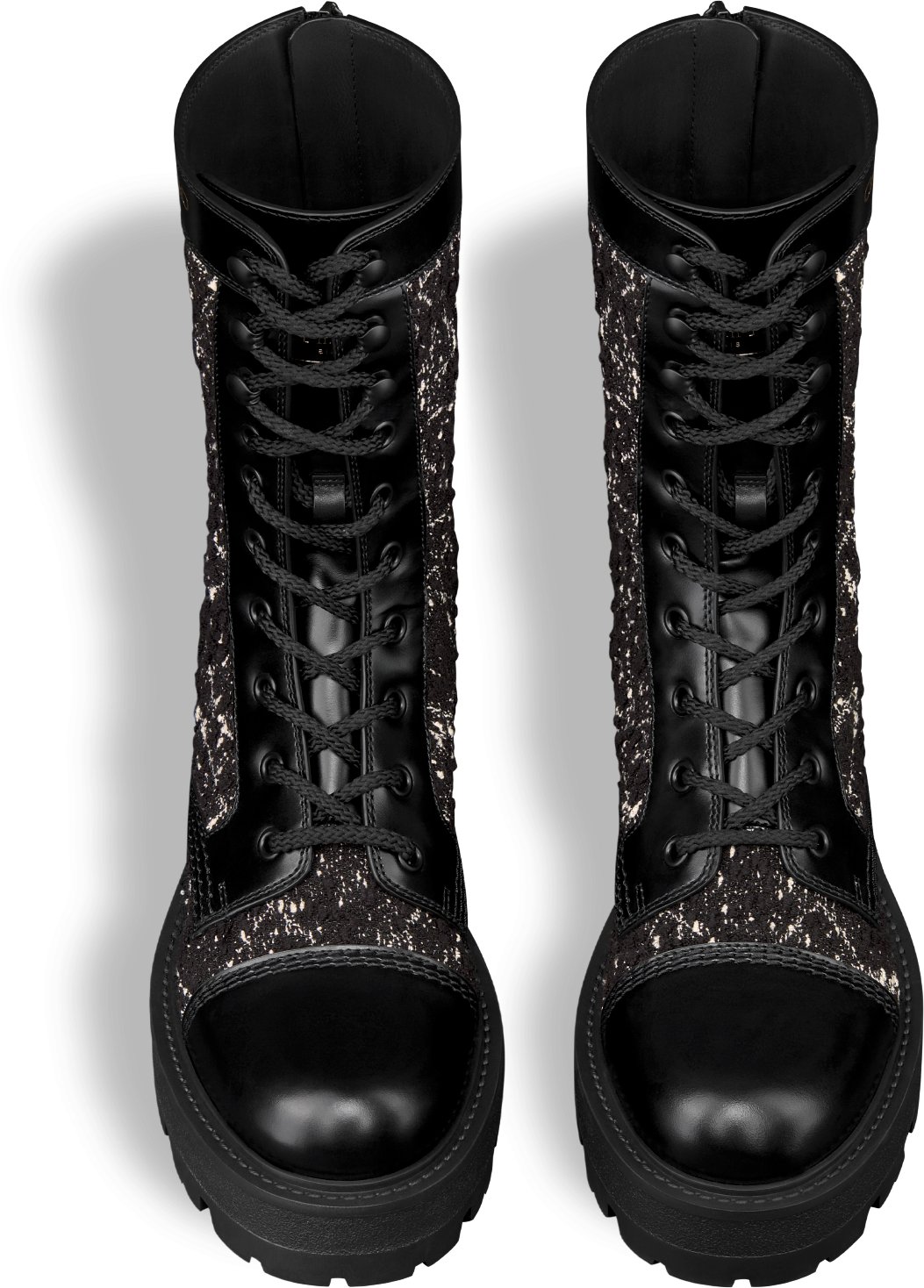 D-Unit Ankle Boot Black Calfskin with Black and White Cannage Tweed | DIOR