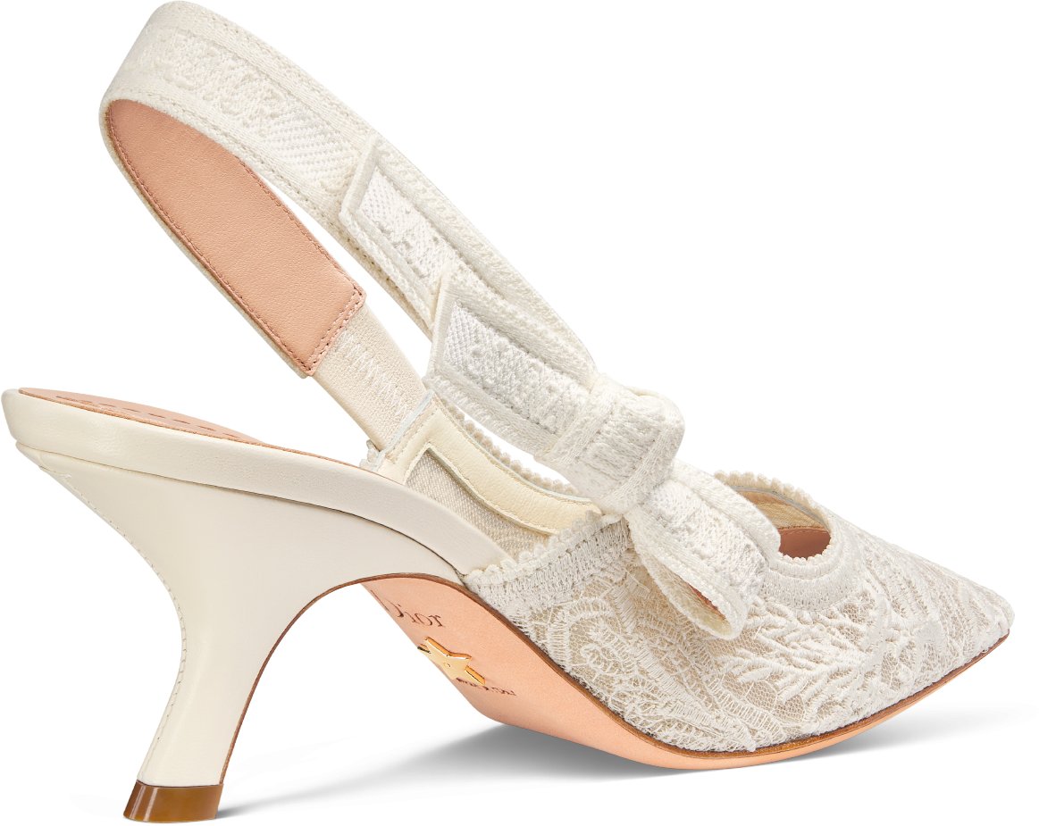 Escarpin slingback J'Adior Résille transparente brodée du motif Dior ...
