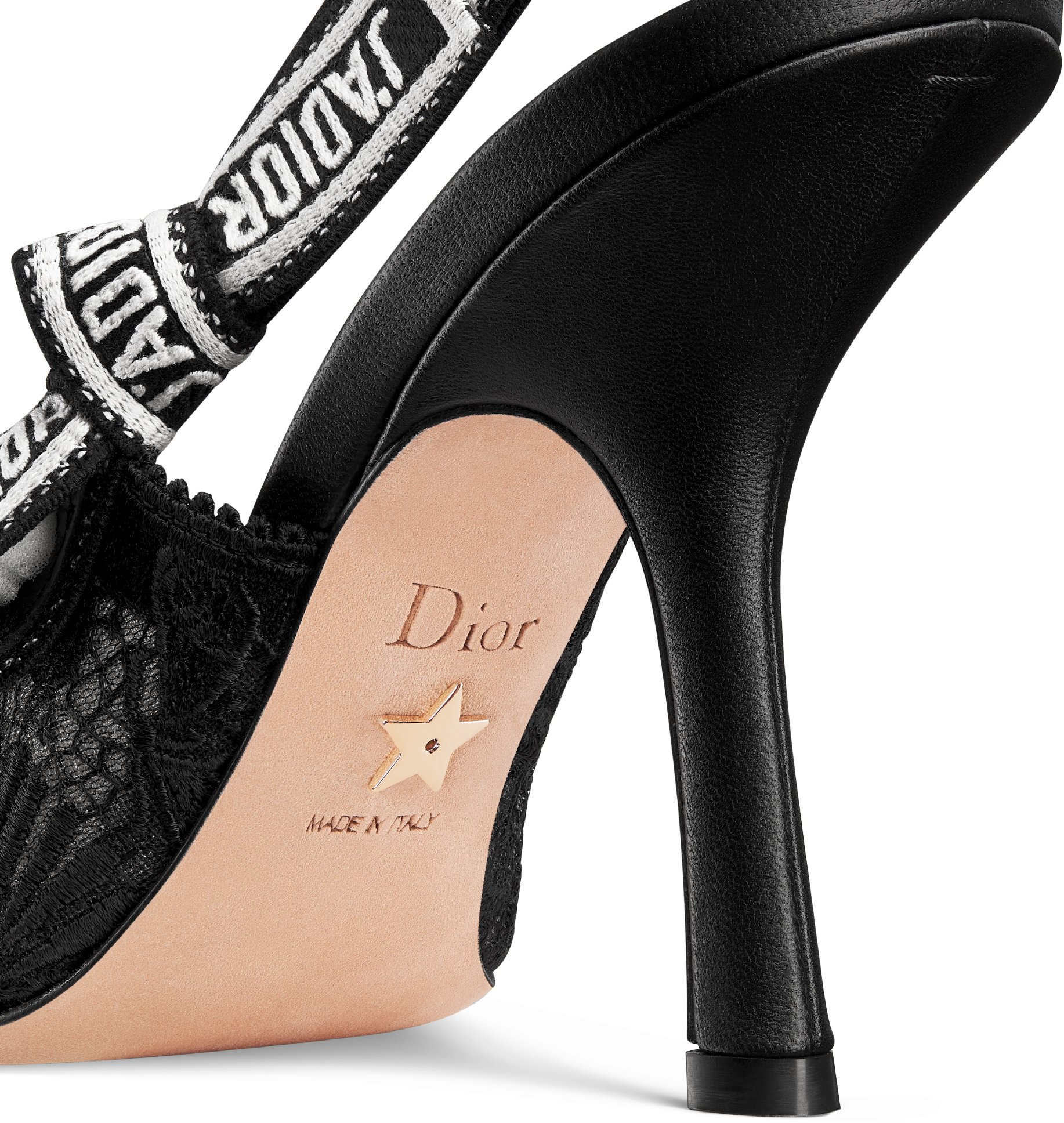 Escarpin slingback J'Adior Résille transparente brodée du motif Dior ...