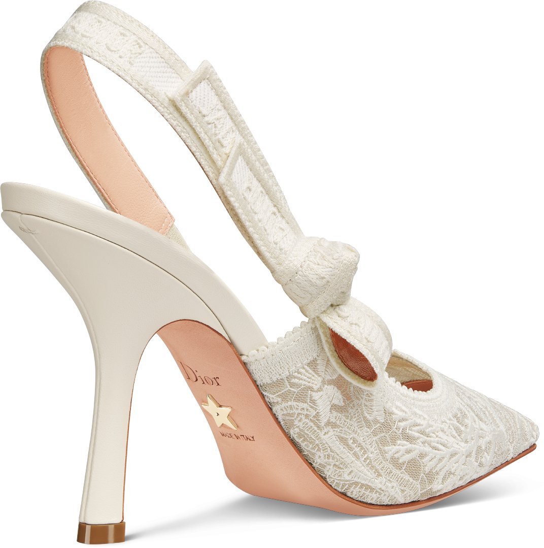 Décolleté slingback J'Adior Mesh trasparente ricamato con motivo Dior ...