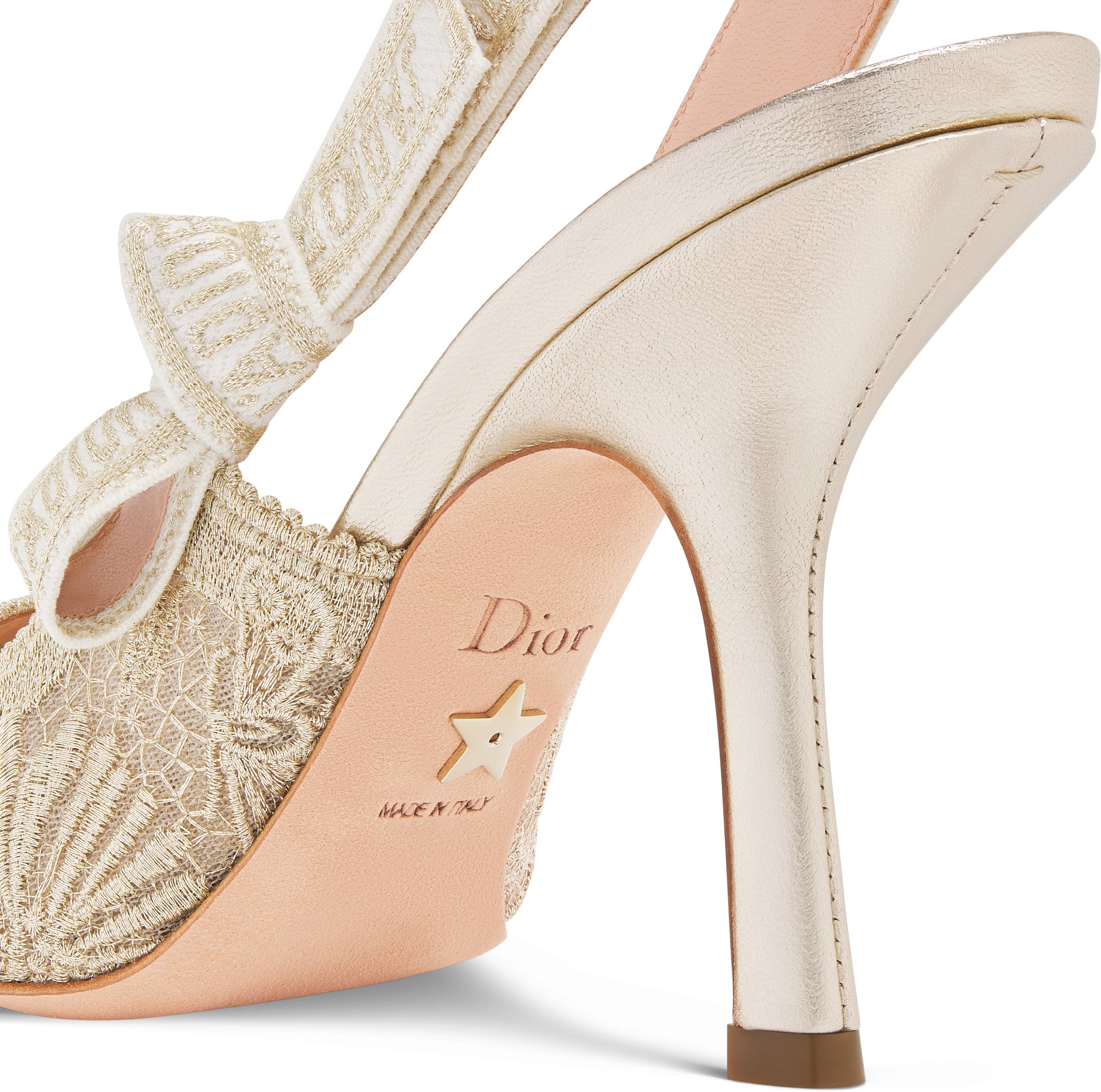 Escarpin slingback J'Adior Résille transparente brodée du motif Dior ...