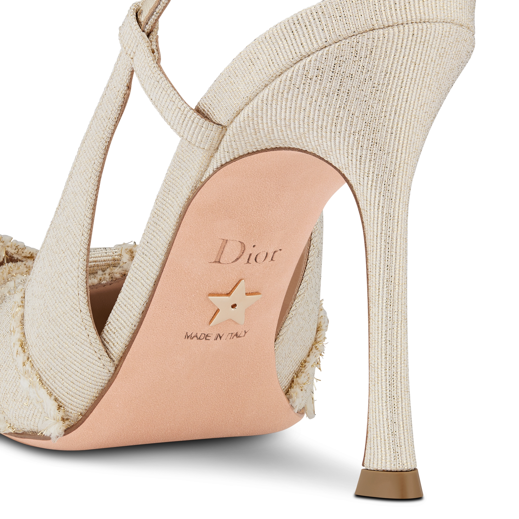 Décolleté slingback Adiorable Gros-grain sfrangiato laminato color oro ...