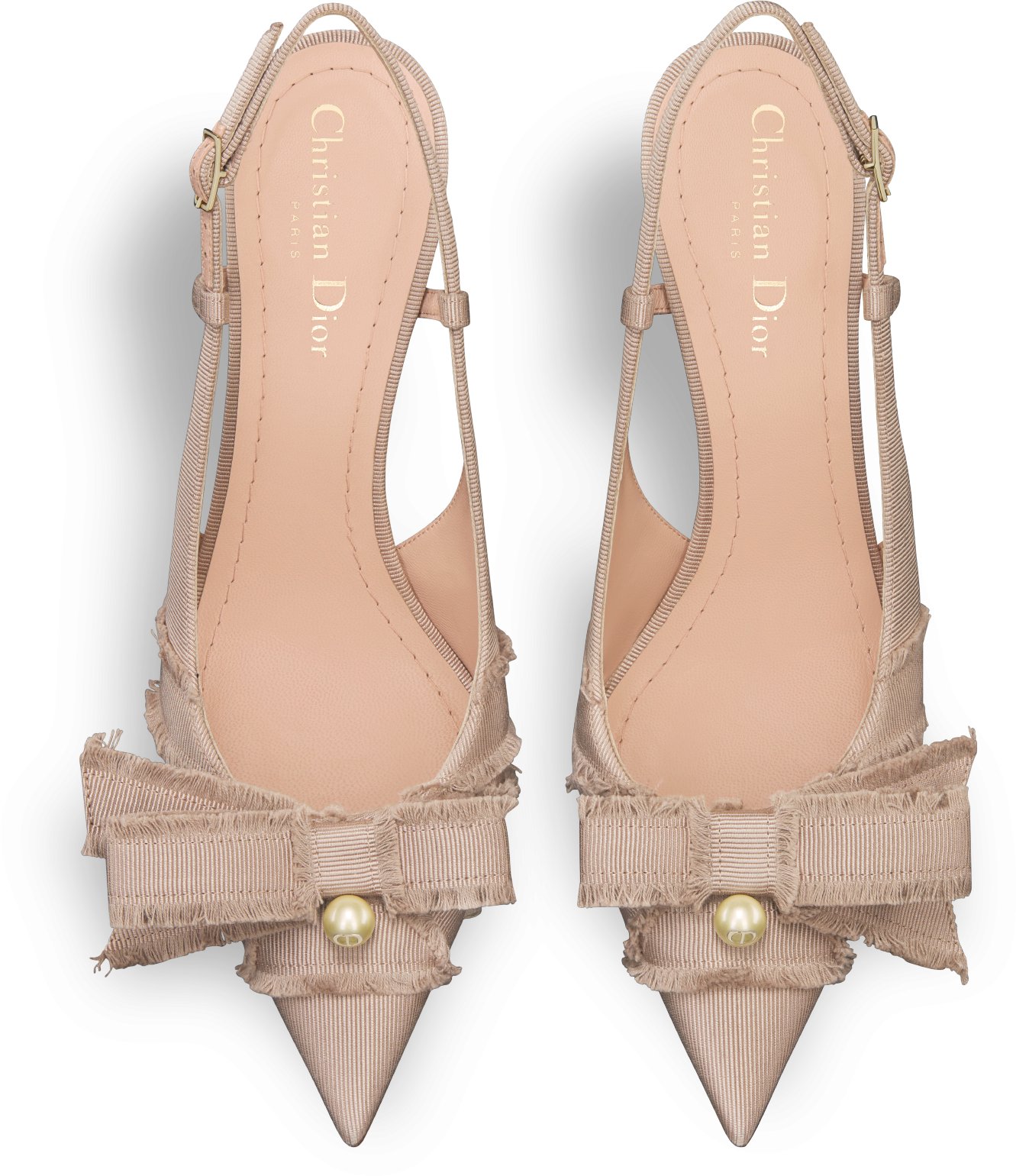Туфли-слингбэки Adiorable Грогрен нюдового цвета с бахромой | DIOR