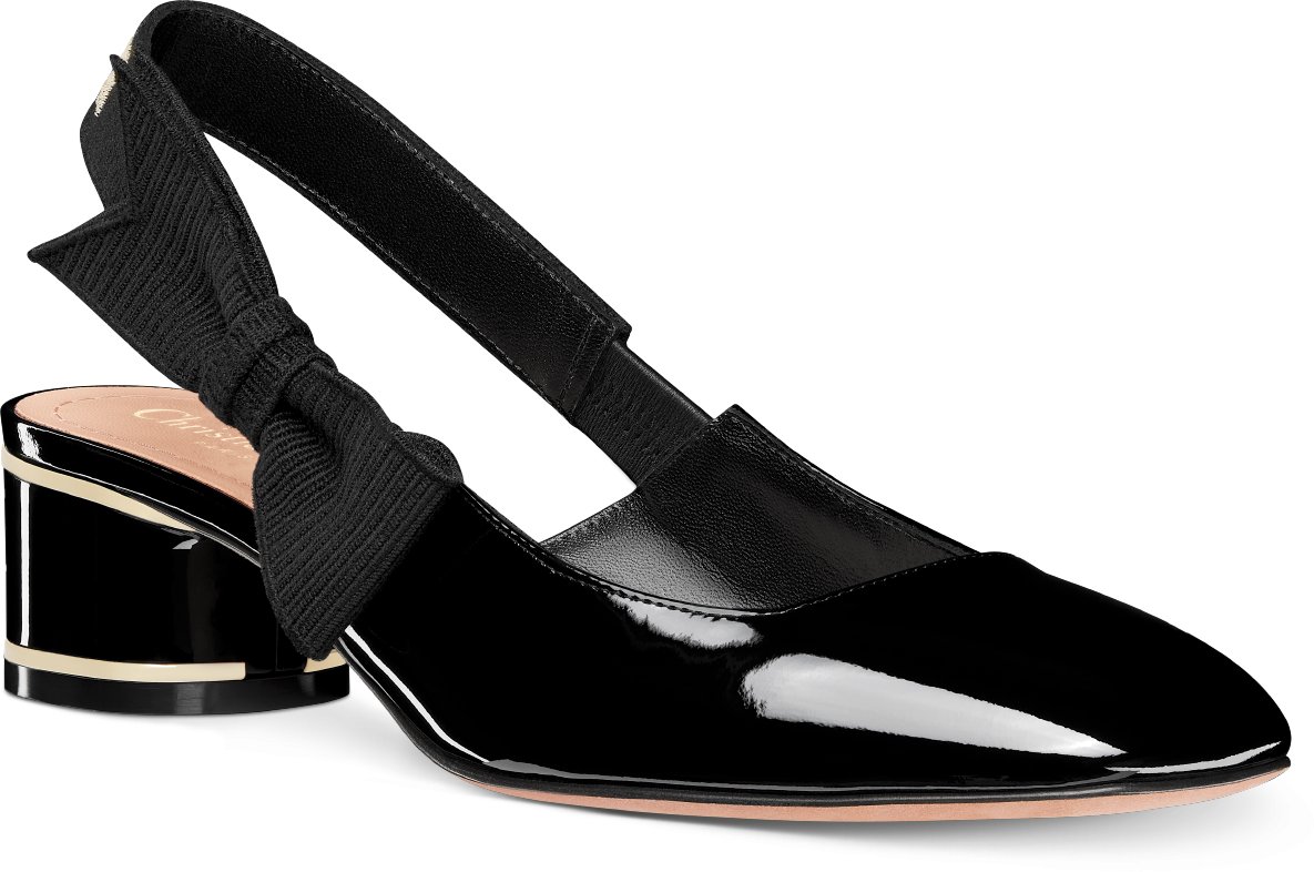 Escarpin slingback Miss Dior Paris Cuir de veau verni noir | DIOR
