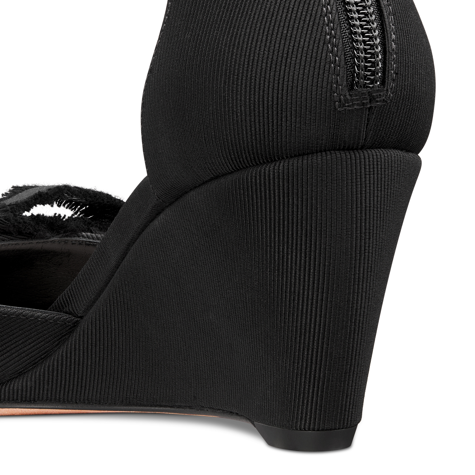 Adiorable Wedge Pump Black Fringed Grosgrain | DIOR