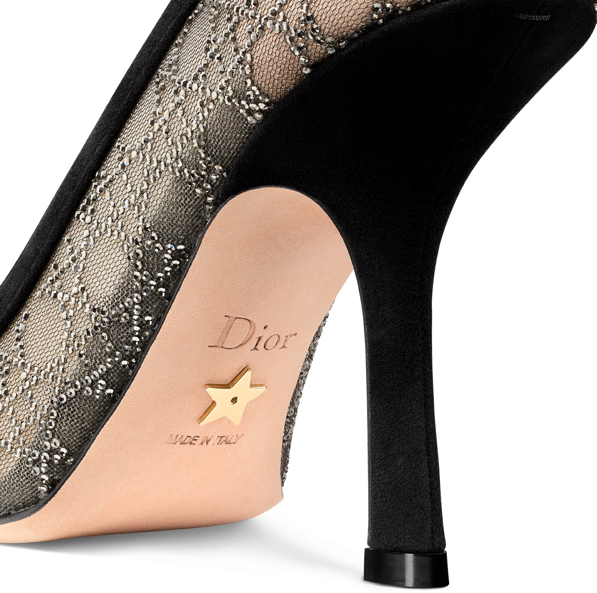 Décolleté Dior Capture Mesh trasparente con motivo Cannage in strass ...