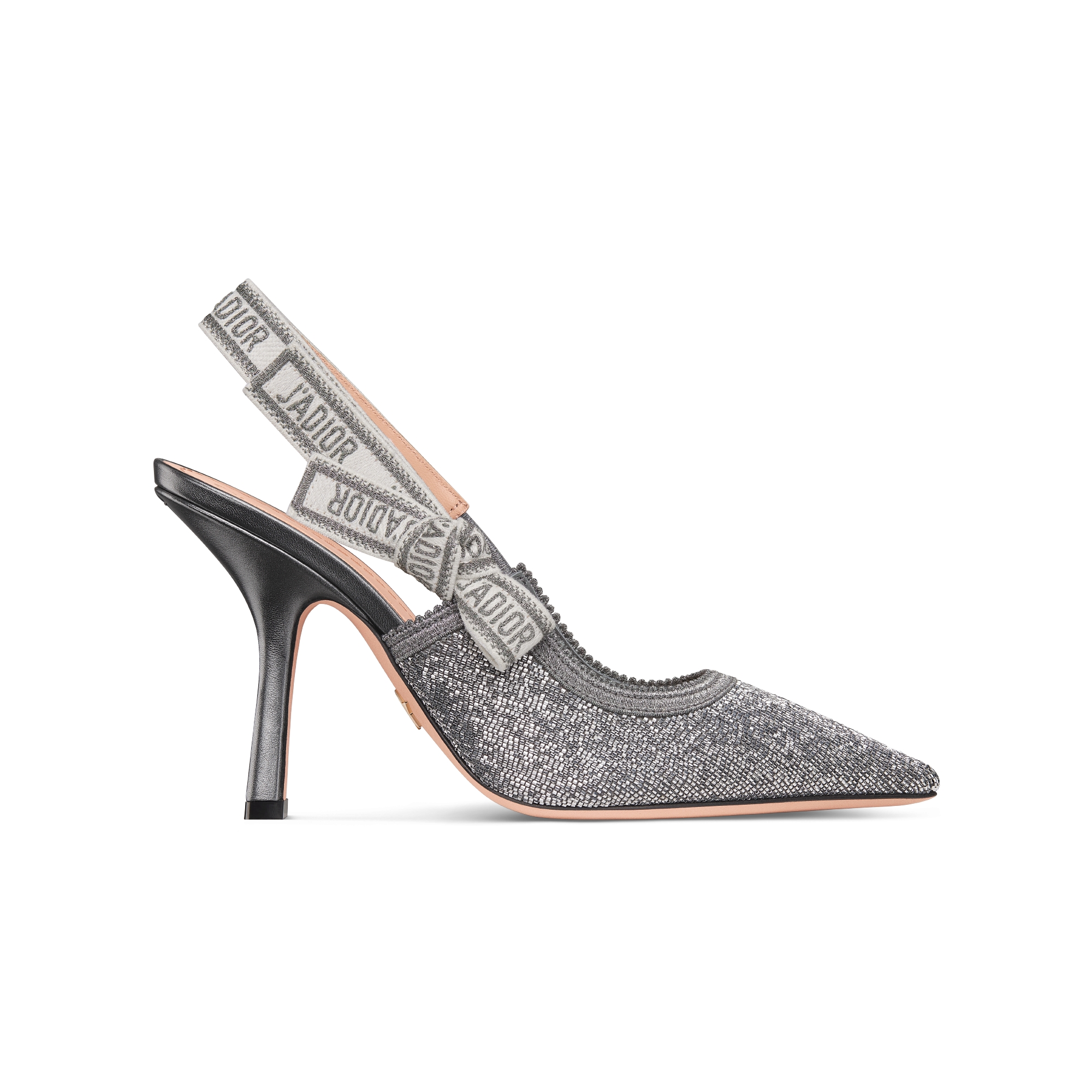 Dior Or J'Adior Slingback Pump Silver-Tone Cotton Embroidered with ...