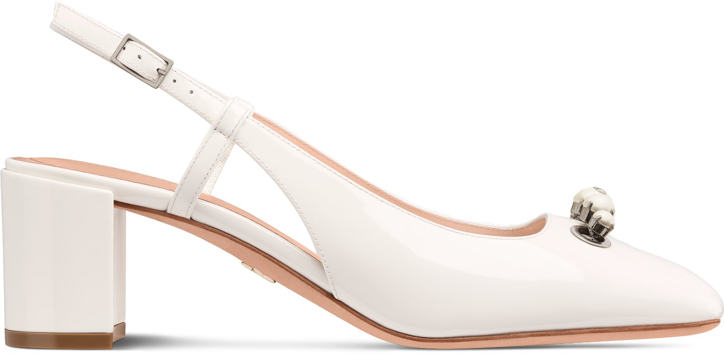 Escarpin slingback Dior Paris Cuir de veau verni blanc | DIOR