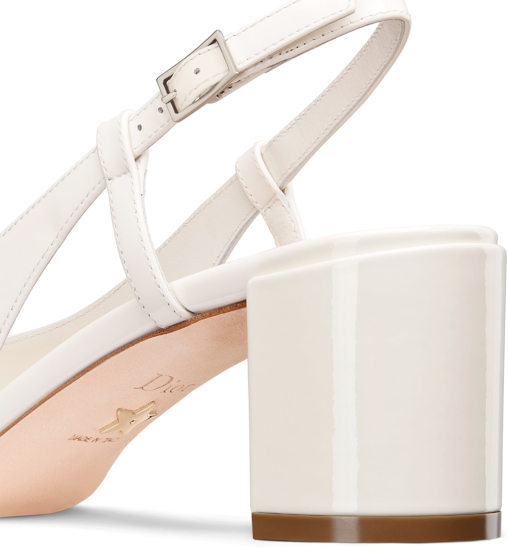 Dior Paris Slingback-Pumps Kalbslackleder in Weiß | DIOR